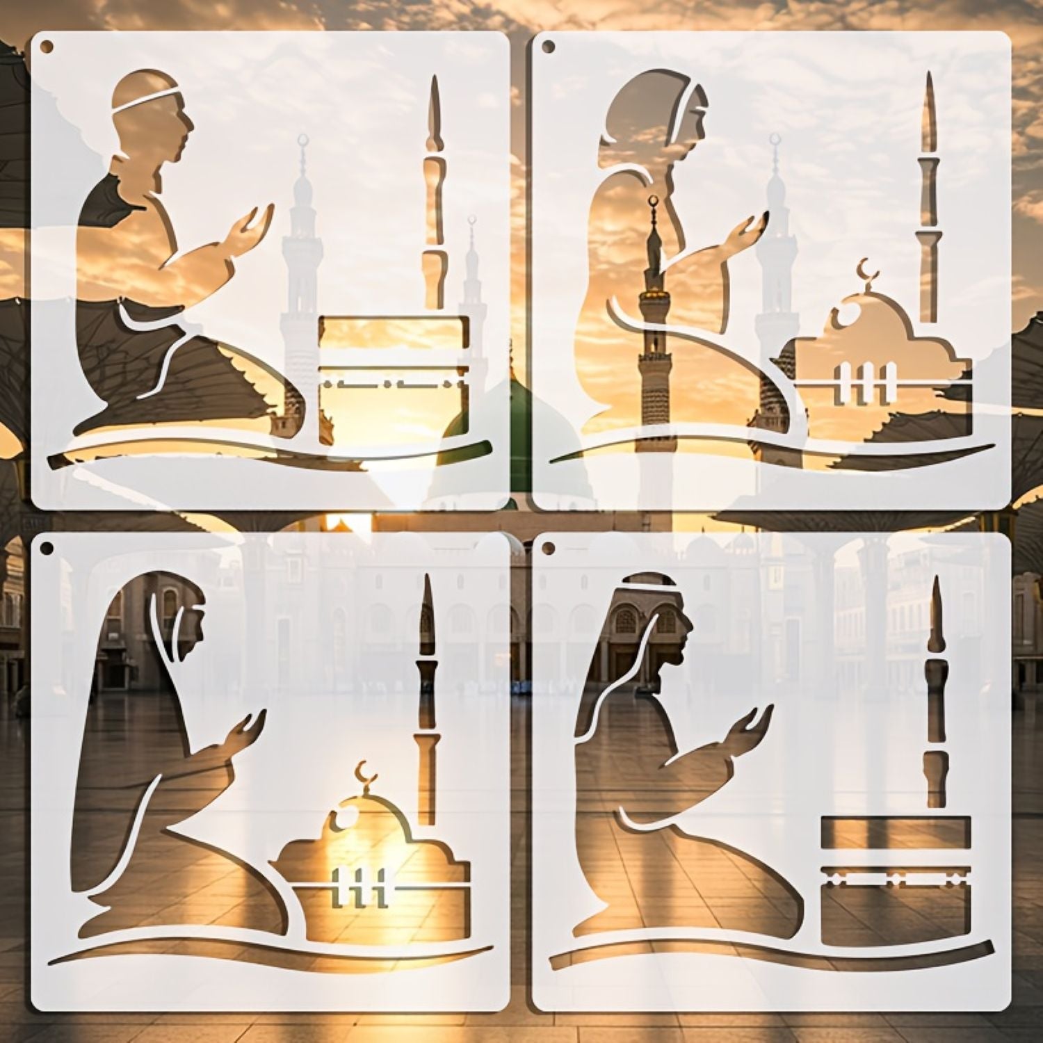 Buy Set 4 Pack Islamic Prayer Stencil Design Templates on Cliths