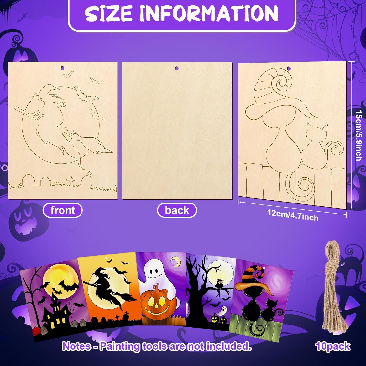 Buy Ghost Witch Bat Shape Wood DIY Art & Craft Base Pack of 10 Cliths