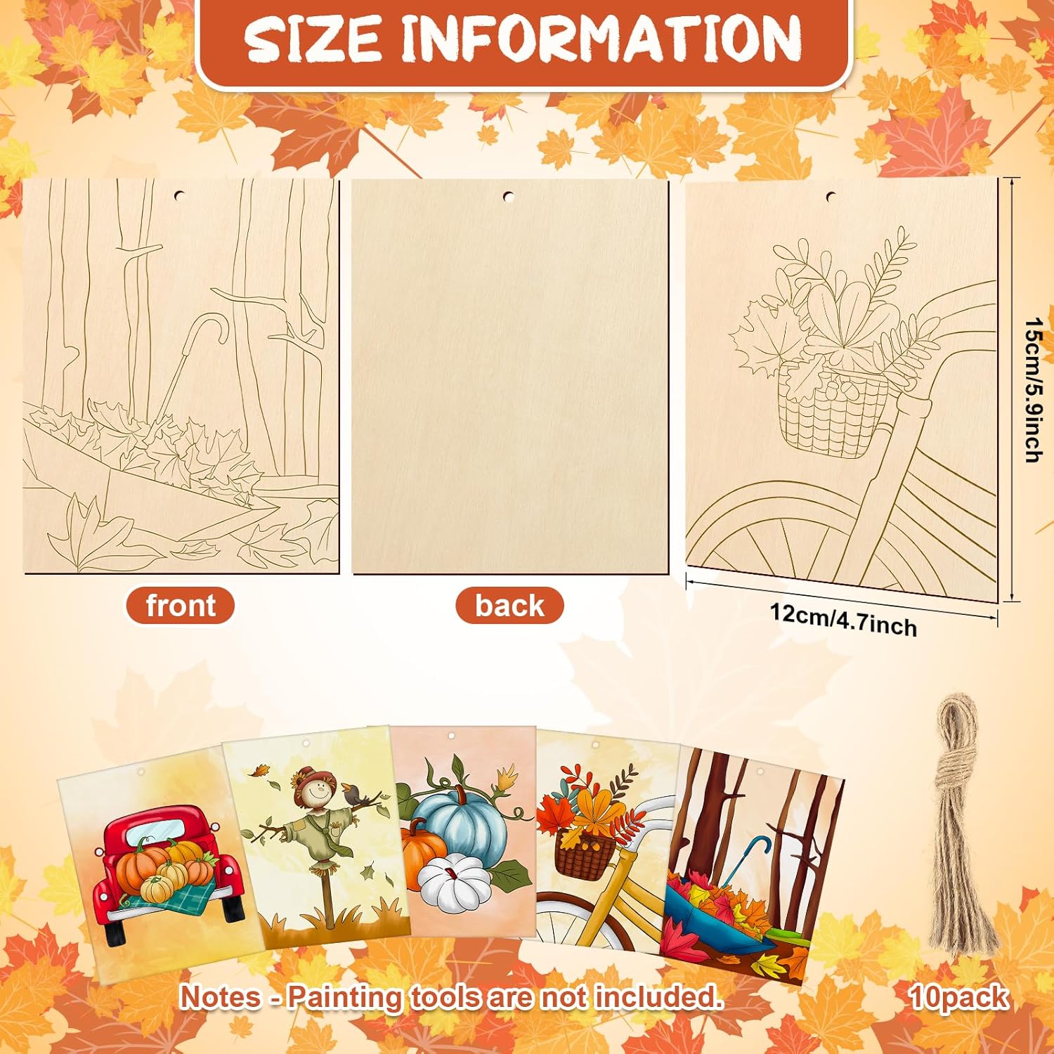 Buy Pumpkin & Maple Leaf Shape Wood DIY Art & Craft Base Pack of 10 Cliths