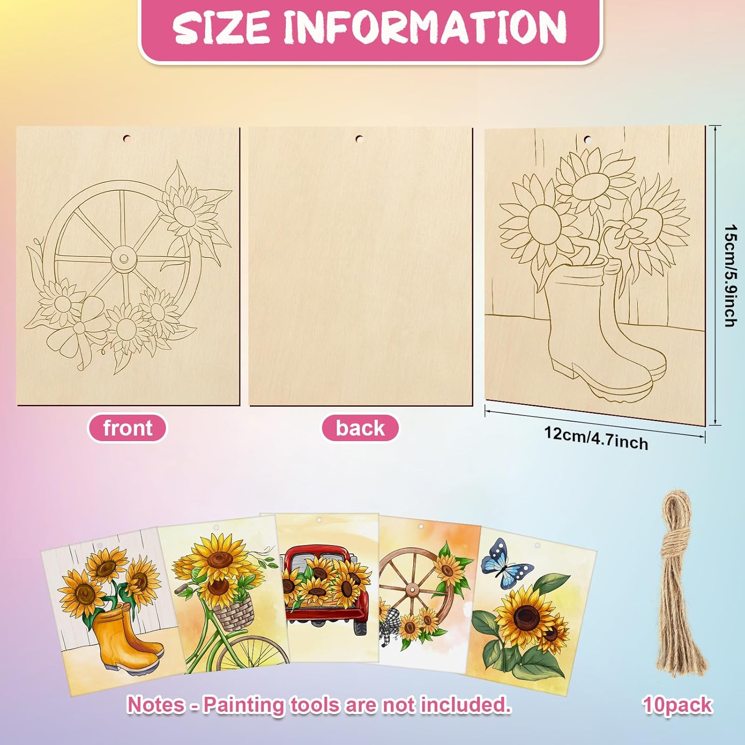 Buy Sunflower Shape Wood DIY Art & Craft Base Pack of 10 Cliths