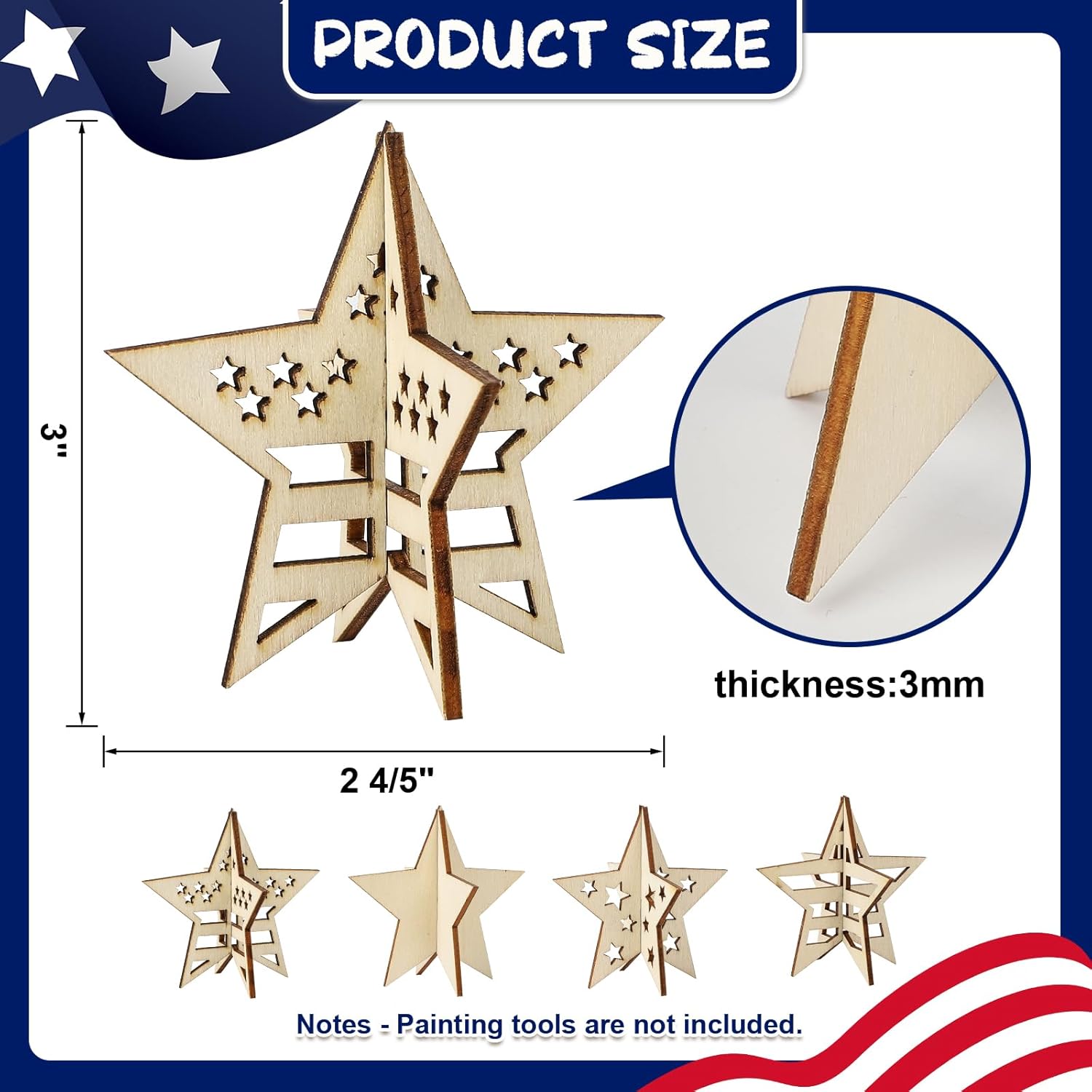 Buy Star Wooden DIY Art & Craft Base 3D Cutouts Design Sheet – Cliths