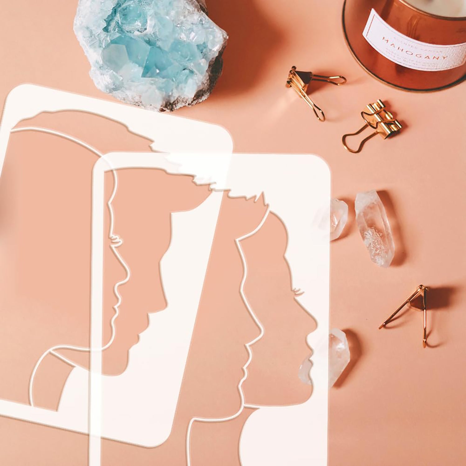 Buy 2Pcs Man Woman Face Painting Stencil Human Silhouette Cliths