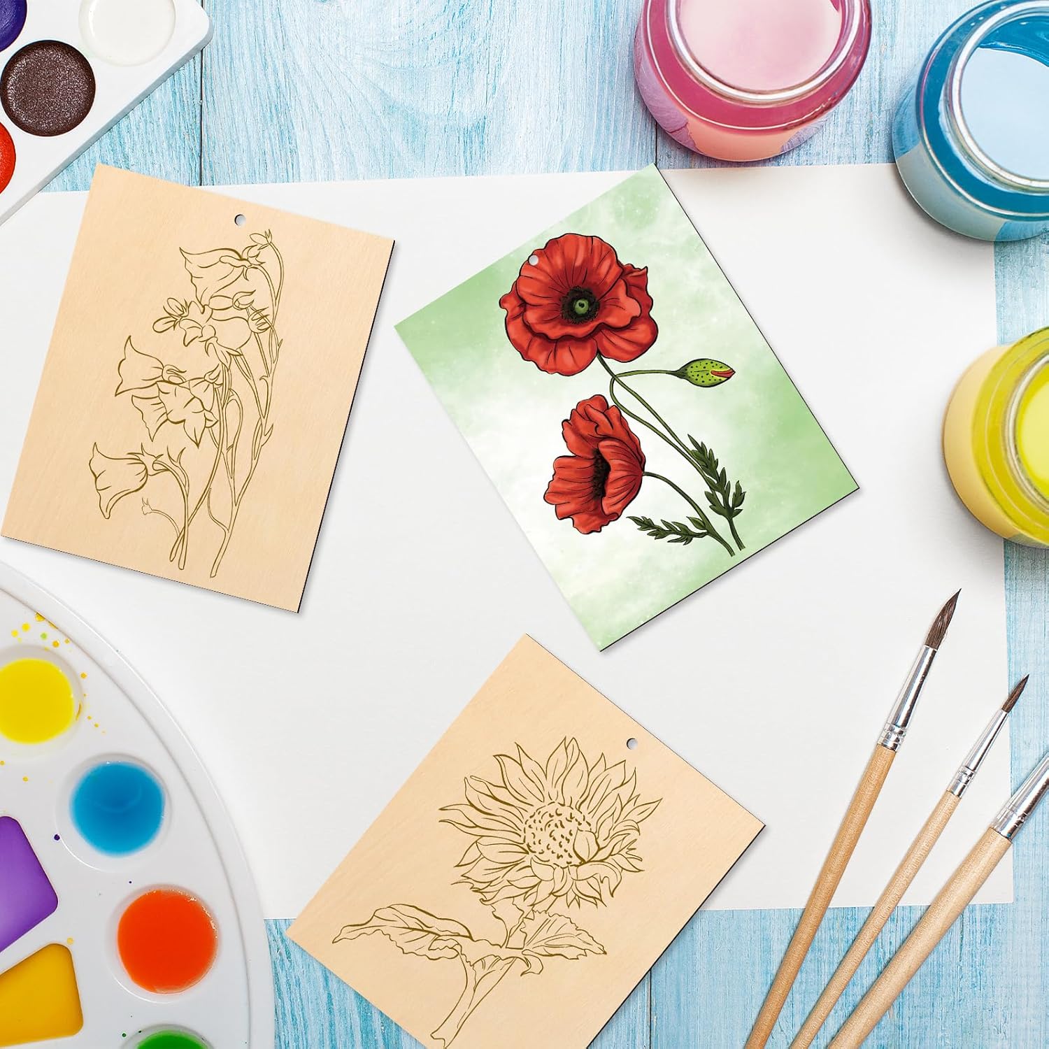 Buy Tulip Flower Shape Wood DIY Art & Craft Base Pack of 10 Cliths