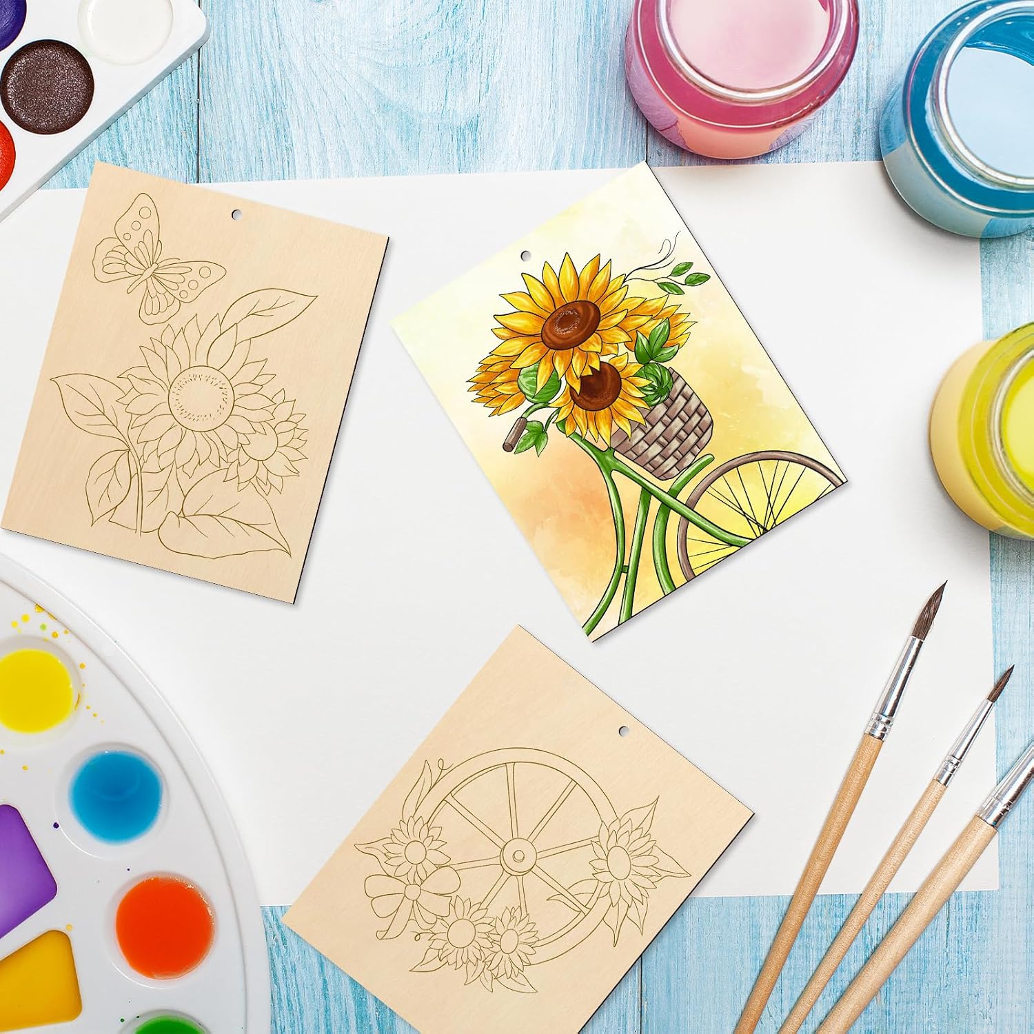 Buy Sunflower Shape Wood DIY Art & Craft Base Pack of 10 Cliths