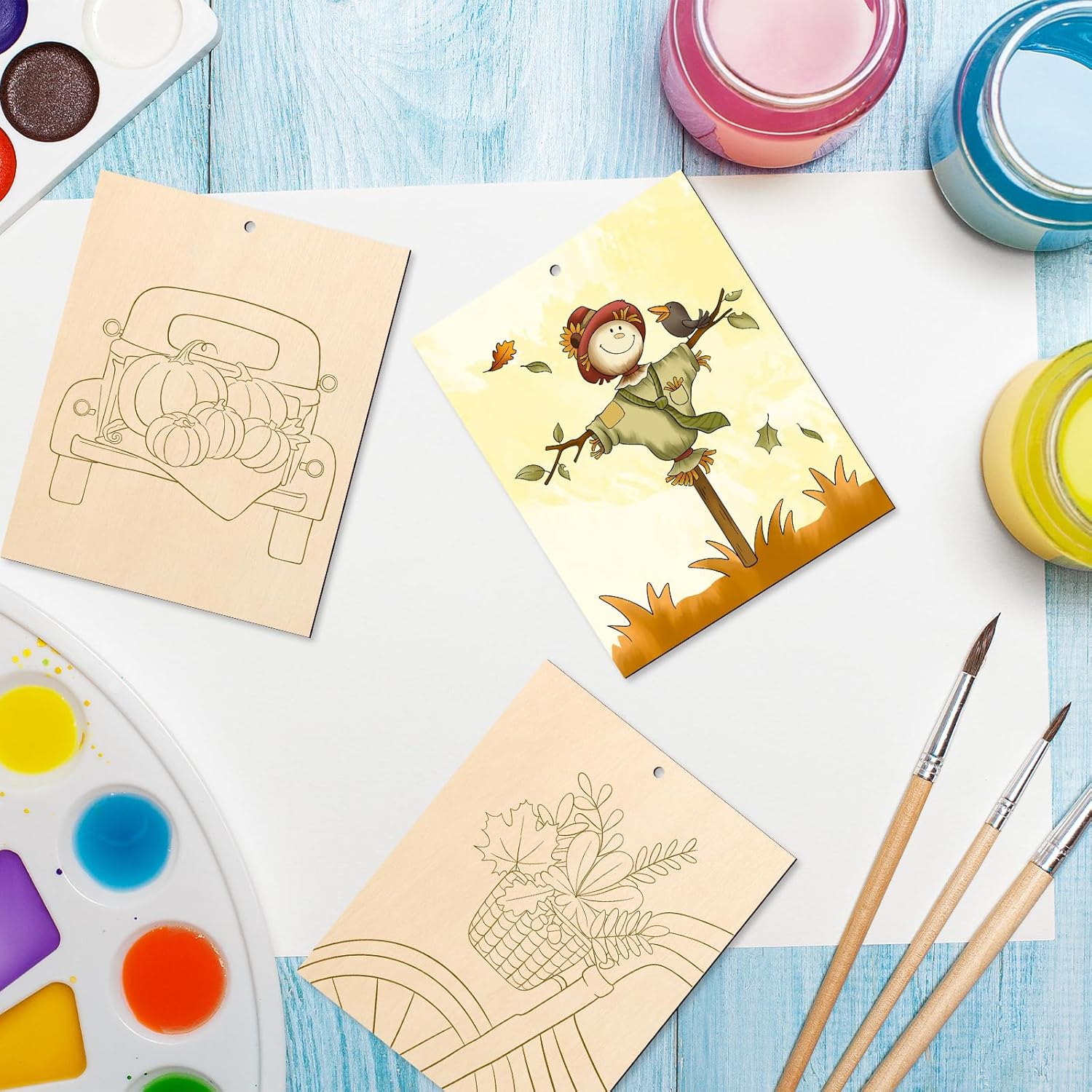 Buy Pumpkin & Maple Leaf Shape Wood DIY Art & Craft Base Pack of 10 Cliths