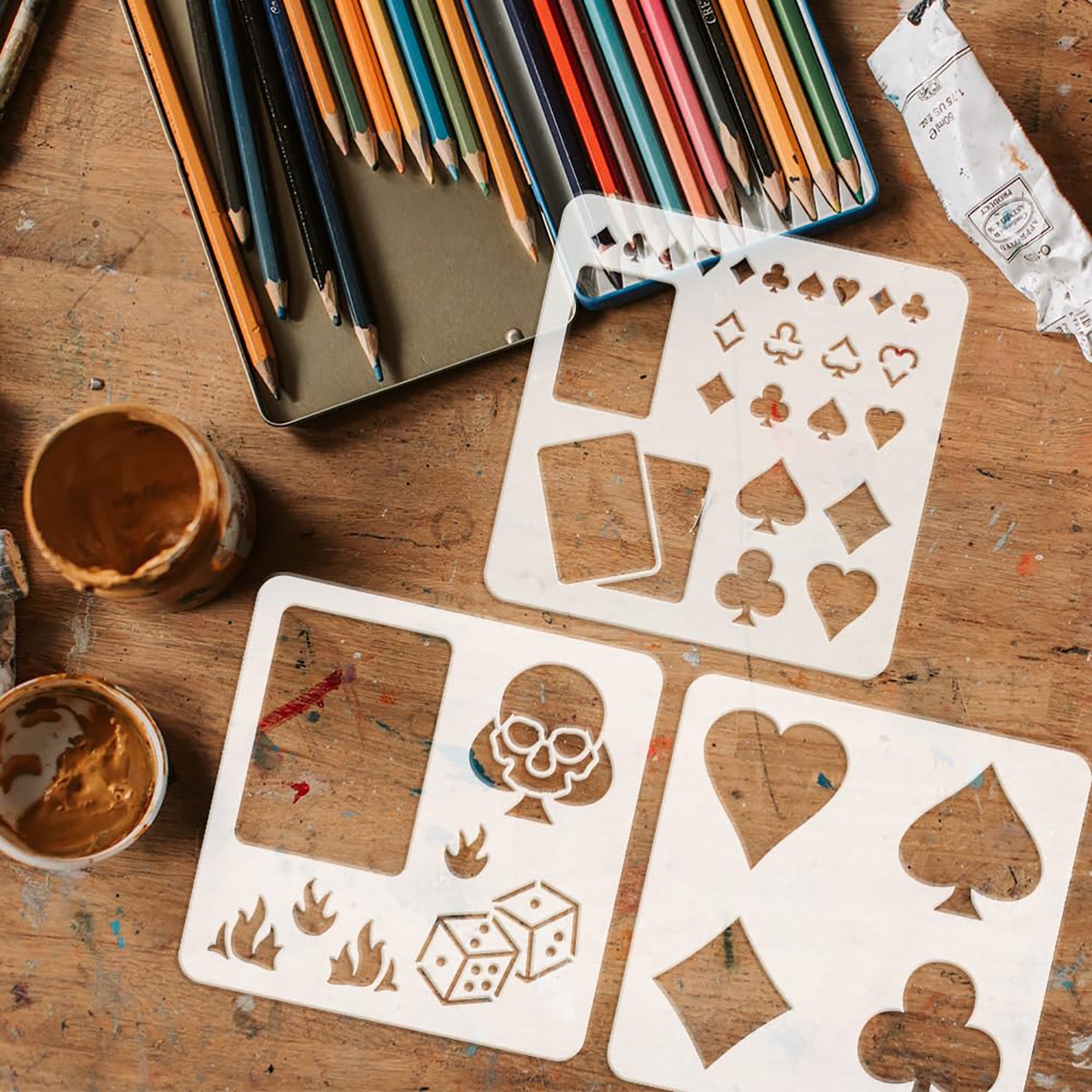 Buy 3 Pcs Playing Card Stencils Death Dealer Pattern Spade Club Cliths