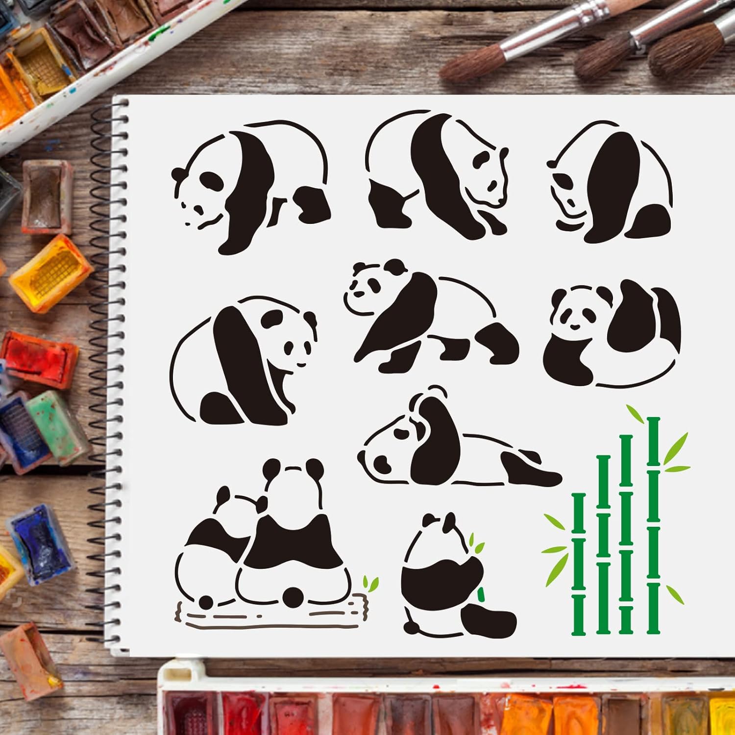 Buy 1Pcs Panda Bamboo Stencils Plastic Drawing Painting Cliths