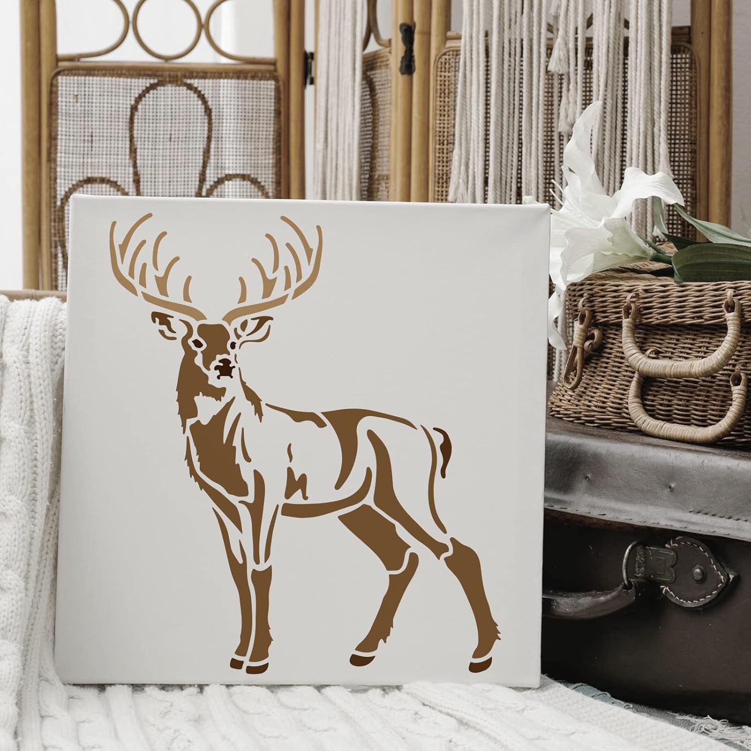 Buy 1Pc Deer Stencil for Painting on Wood Walls Fabric Deer Elk Cliths