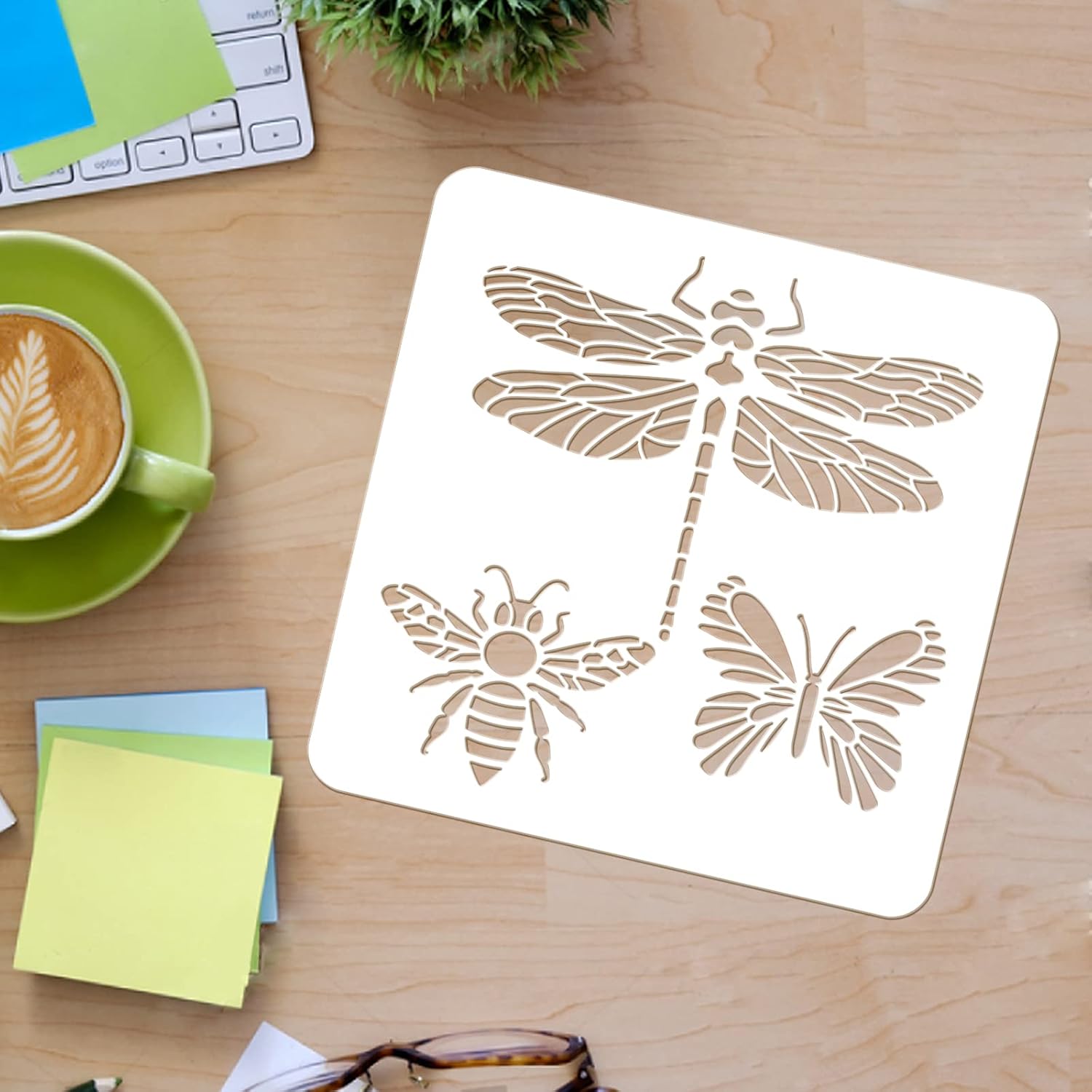 Buy 1Pcs Dragonfly Bee Butterfly Stencils Plastic Drawing Cliths