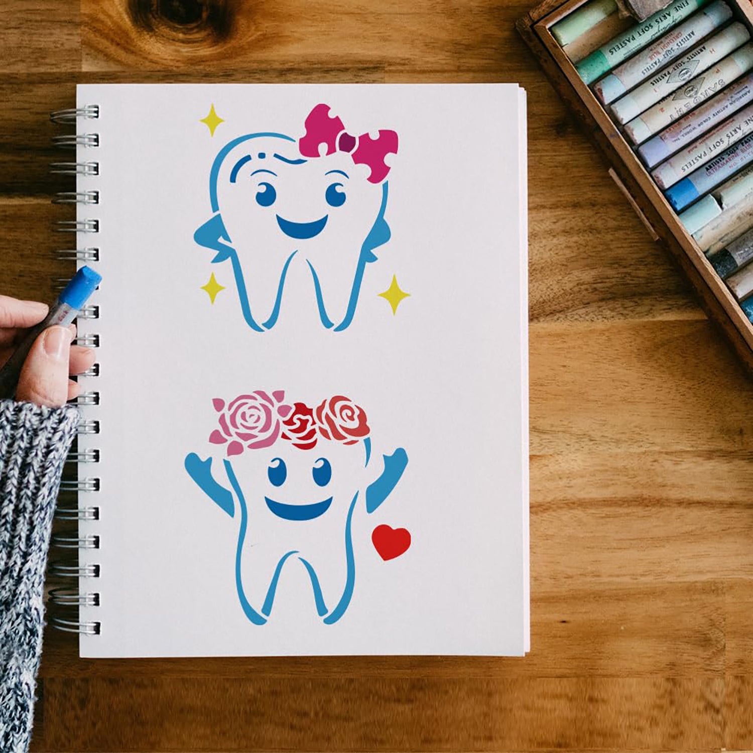 Buy 2Pcs Tooth Stencil Template Brushing Teeth Painting Stencils Cliths