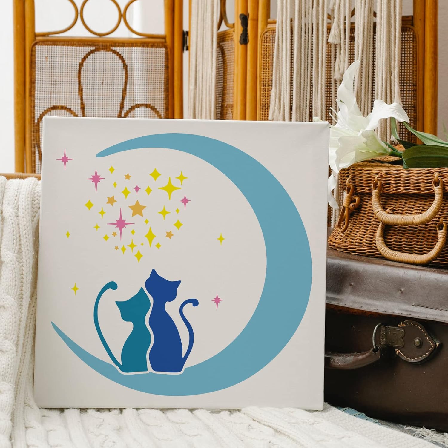 Buy 1Pcs Moon Cat Stencils Plastic Star Drawing Painting Templates Cliths