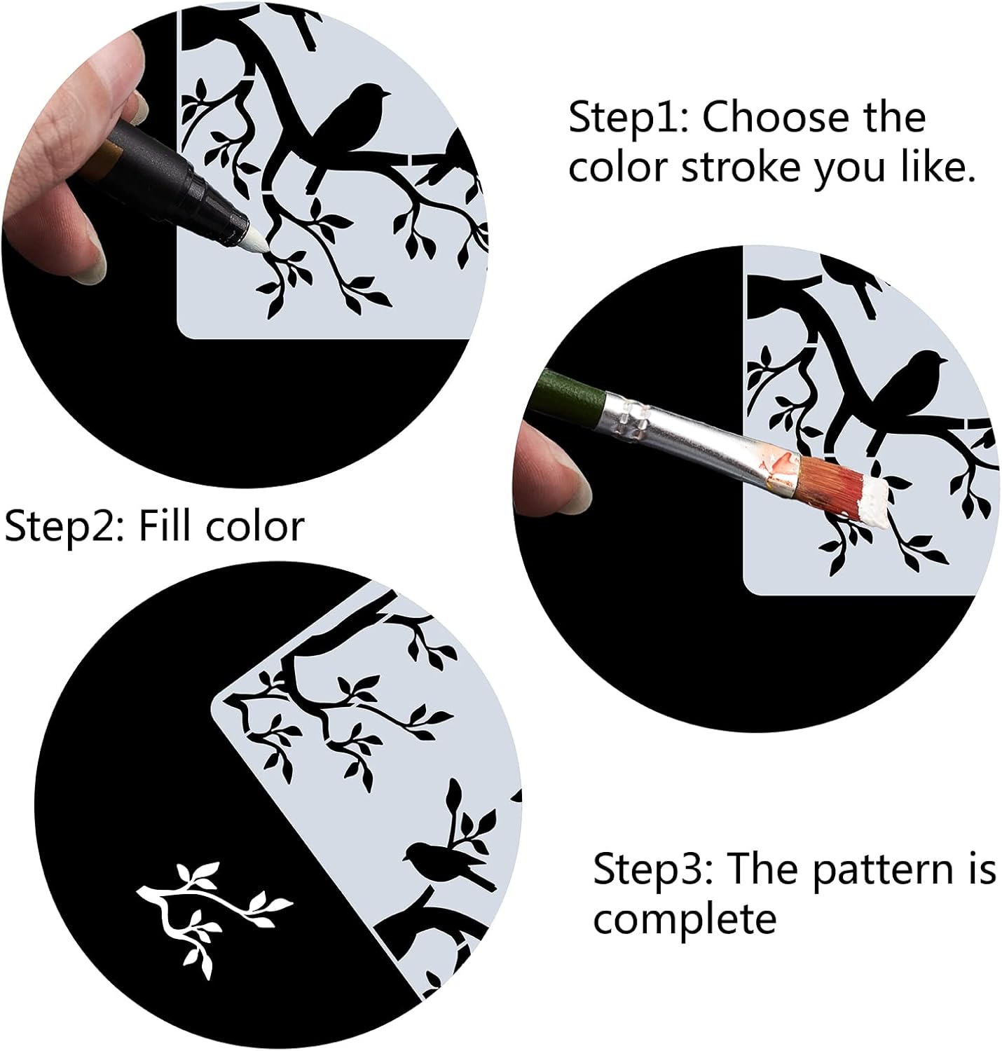 Buy Square Mylar Tree Bird Stencil for DIY Art & Craft Painting Cliths