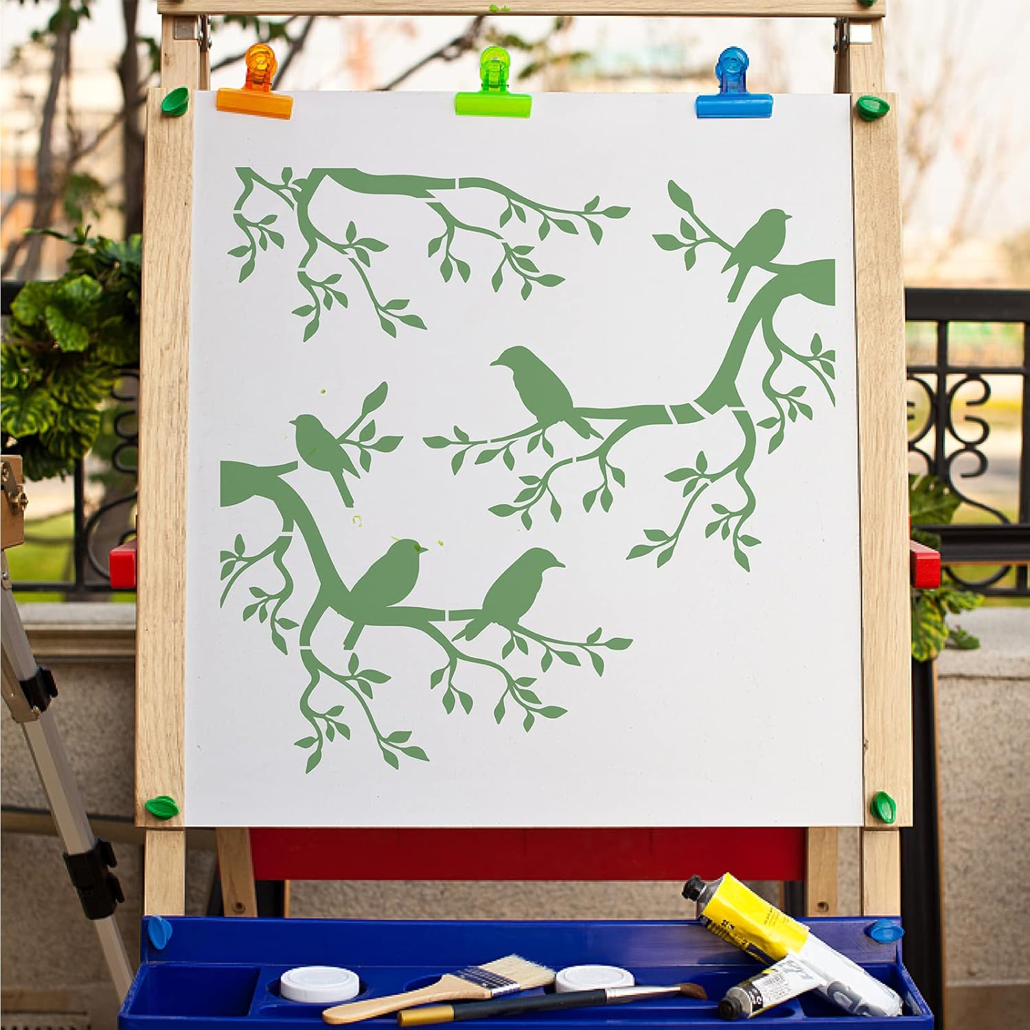 Buy Square Mylar Tree Bird Stencil for DIY Art & Craft Painting Cliths