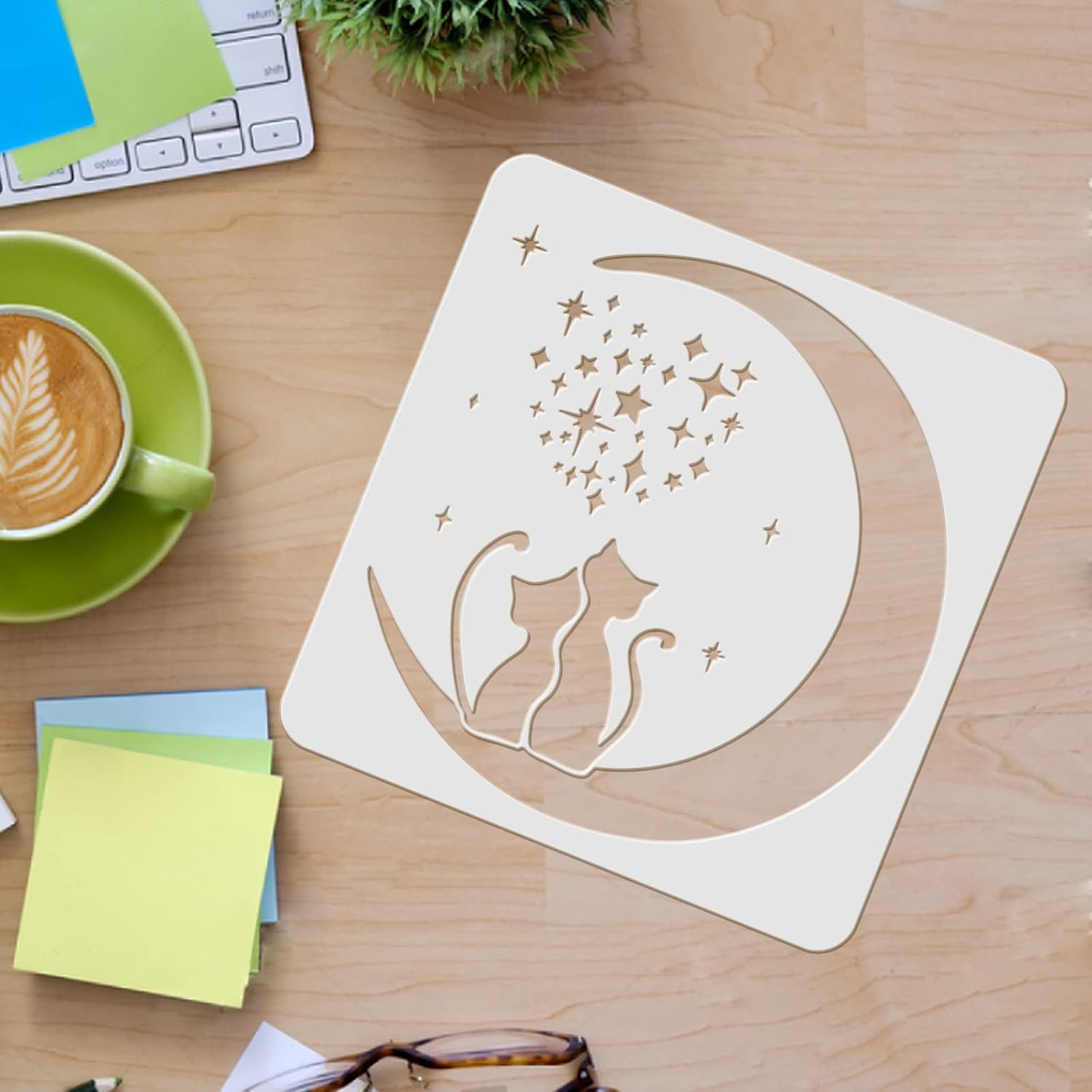 Buy 1Pcs Moon Cat Stencils Plastic Star Drawing Painting Templates Cliths
