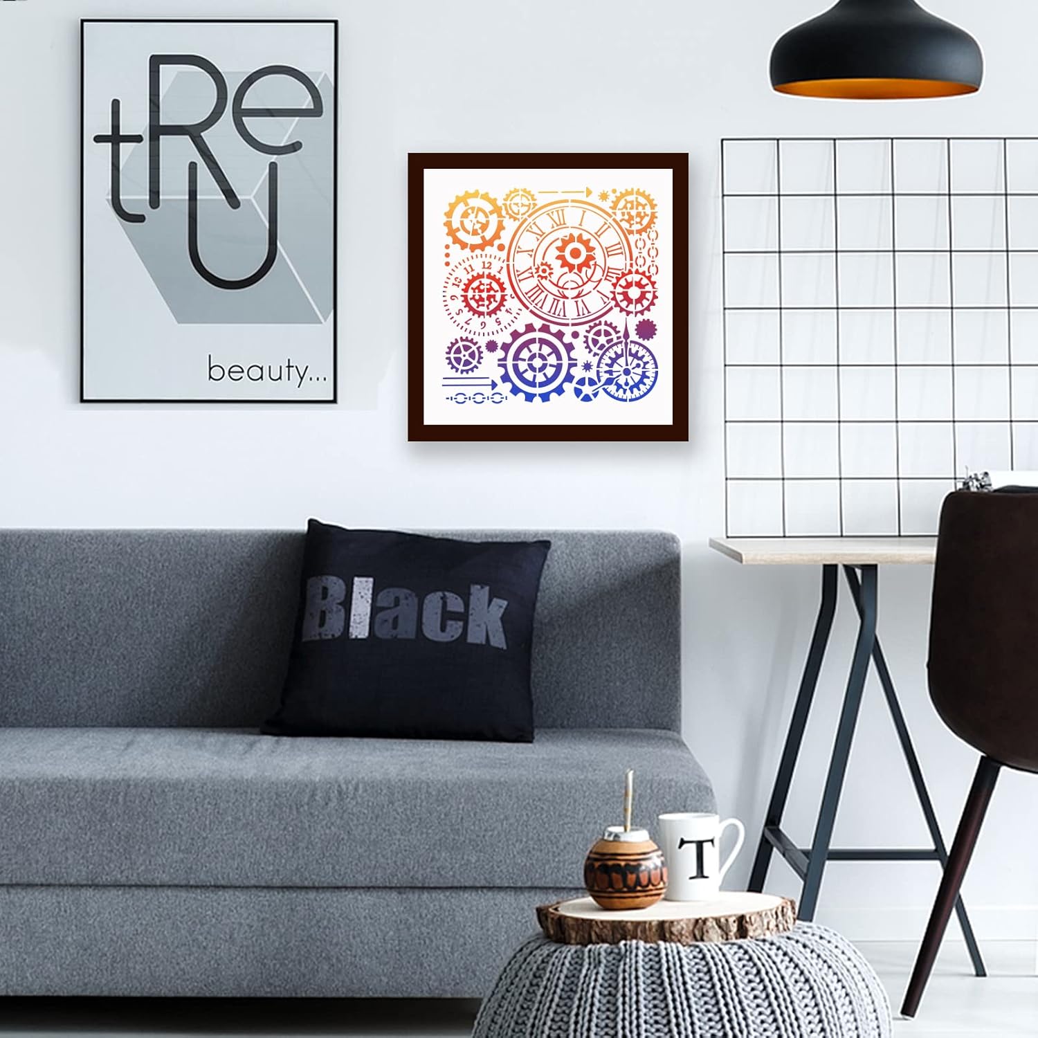 Buy 1Pcs Steampunk Gears Stencil Clock Gear Painting Cliths