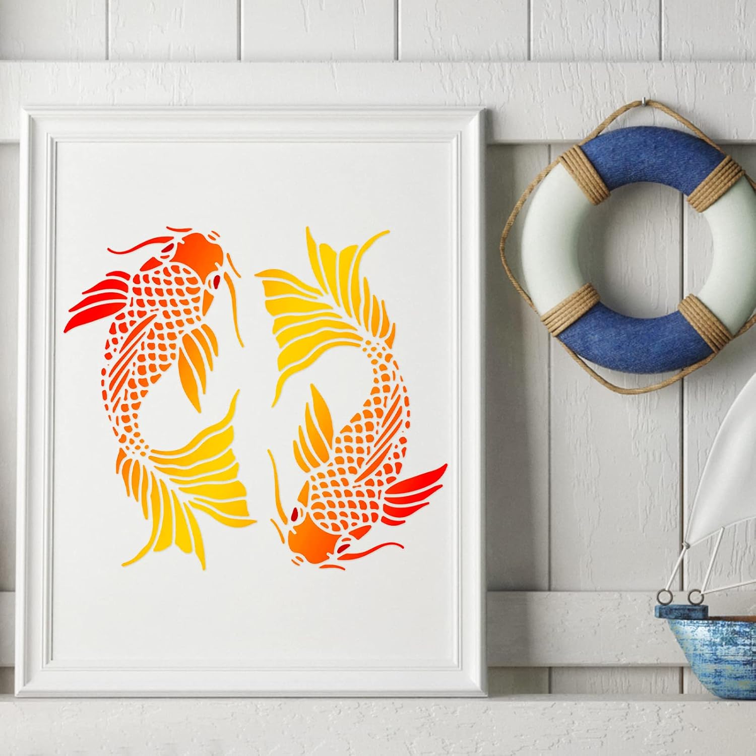 Buy 1Pcs Koi Fish Stencils Plastic Carp Drawing Painting Cliths