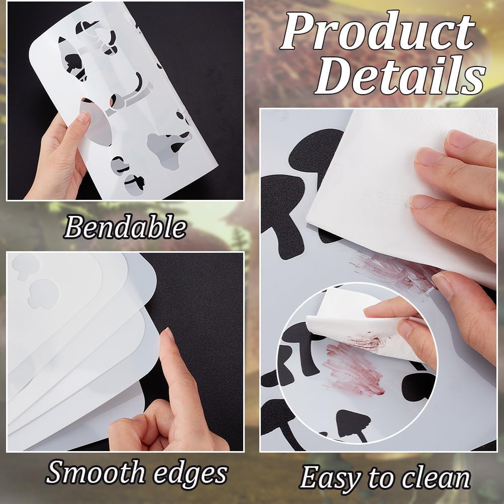 Buy 6 Pcs Mushroom Wall Stencils Painting Templates On Cliths