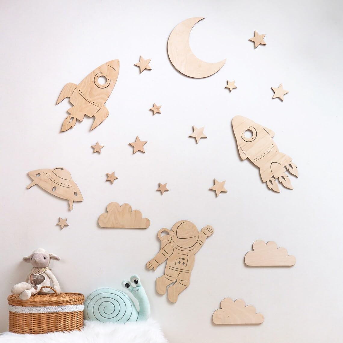 Buy Space Wall Decor Set Astronaut Rocket UFO Cosmos Themed on cliths ...