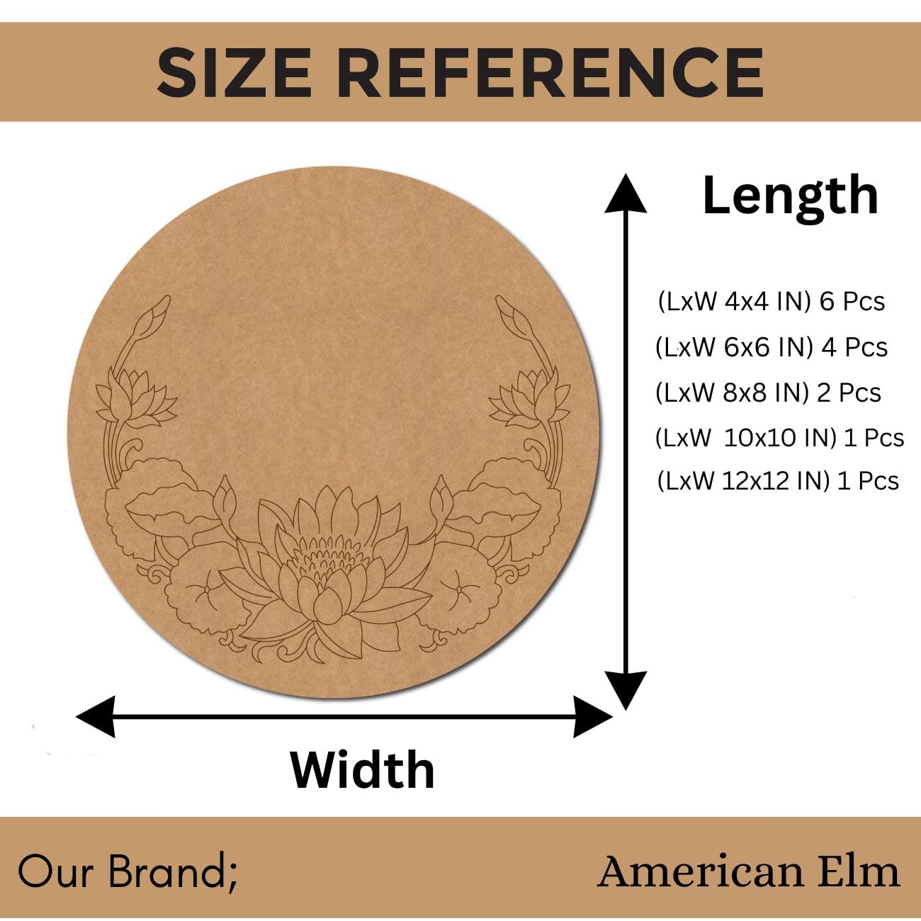 Buy Lotus Pre Marked Round MDF Base Ready to Craft Board On Cliths