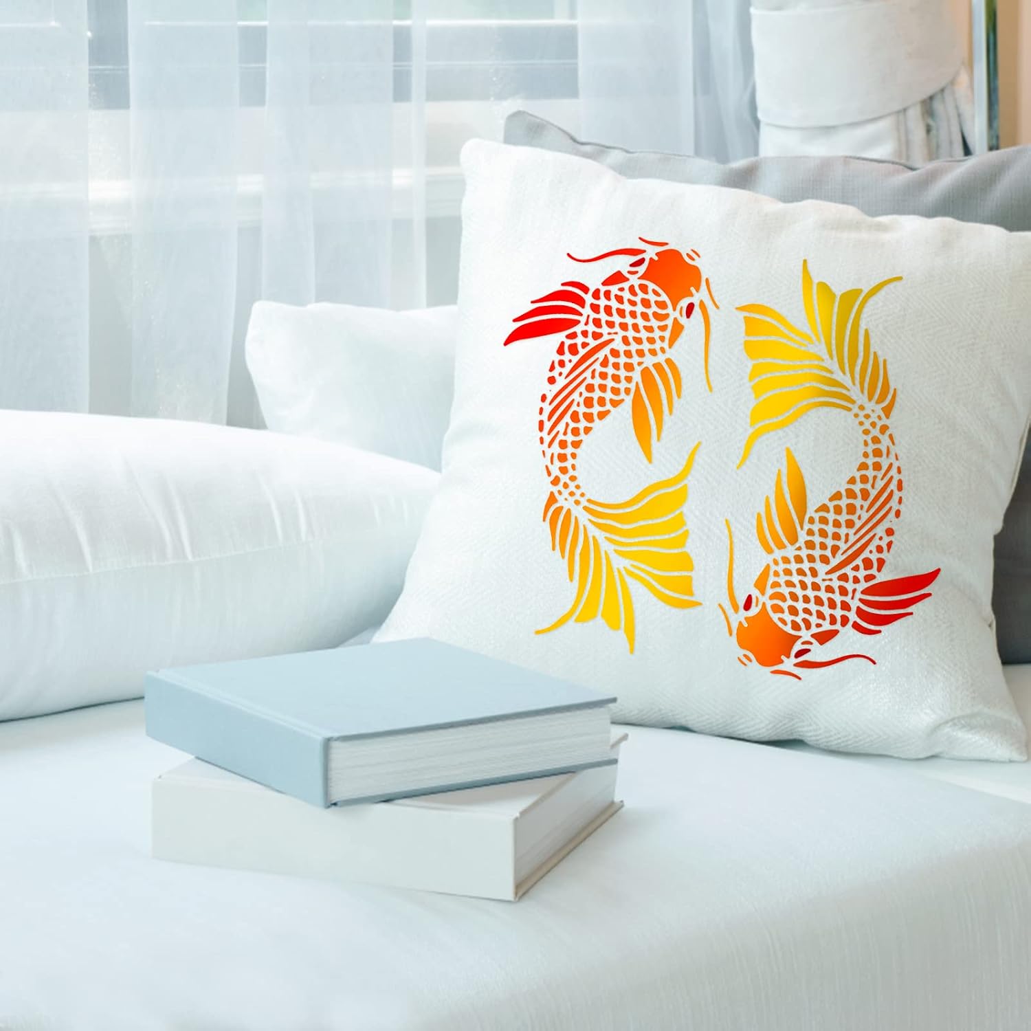 Buy 1Pcs Koi Fish Stencils Plastic Carp Drawing Painting Cliths