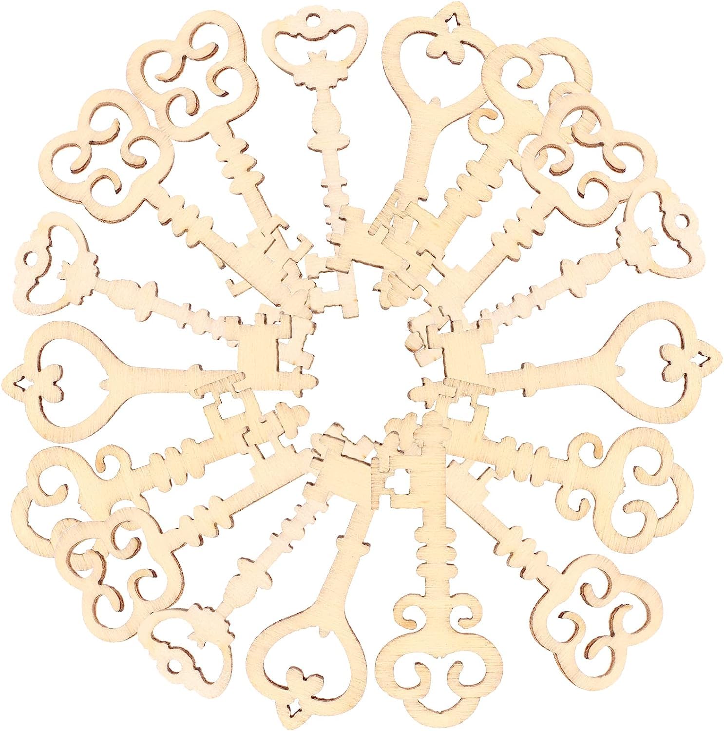 Buy 20 Pcs Wooden Key Cutouts Mini DIY Craft Keys for Book on cliths ...