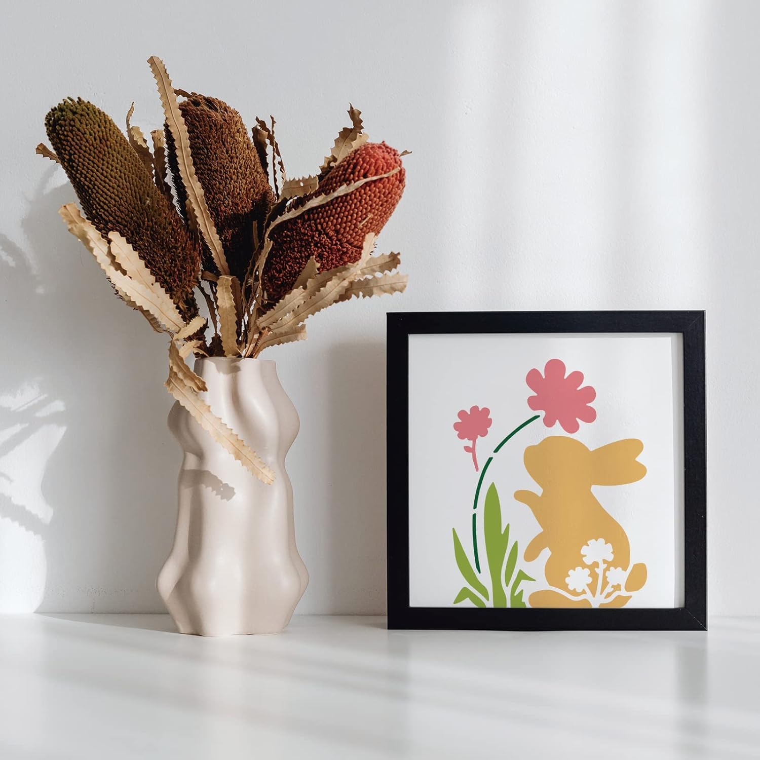 Buy Easter Rabbit Stencil Hpy Spring Bunny Flower Template on Cliths