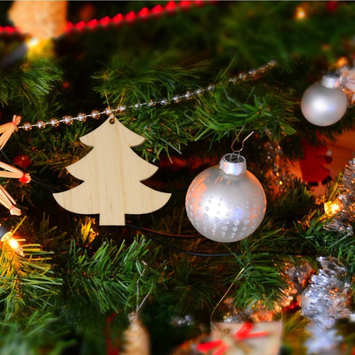 Buy10 Pcs Wooden Christmas Tree Ornaments Pine MDF On Cliths