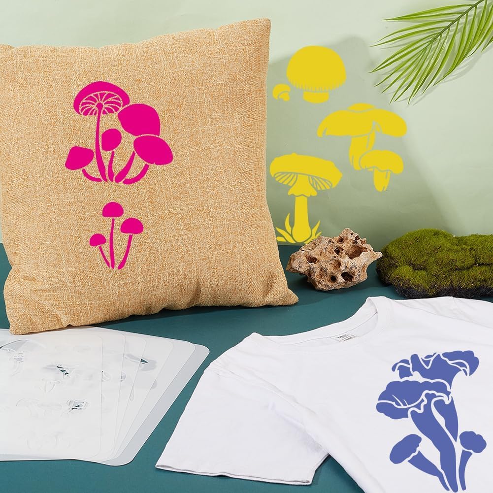 Buy 6 Pcs Mushroom Wall Stencils Painting Templates On Cliths