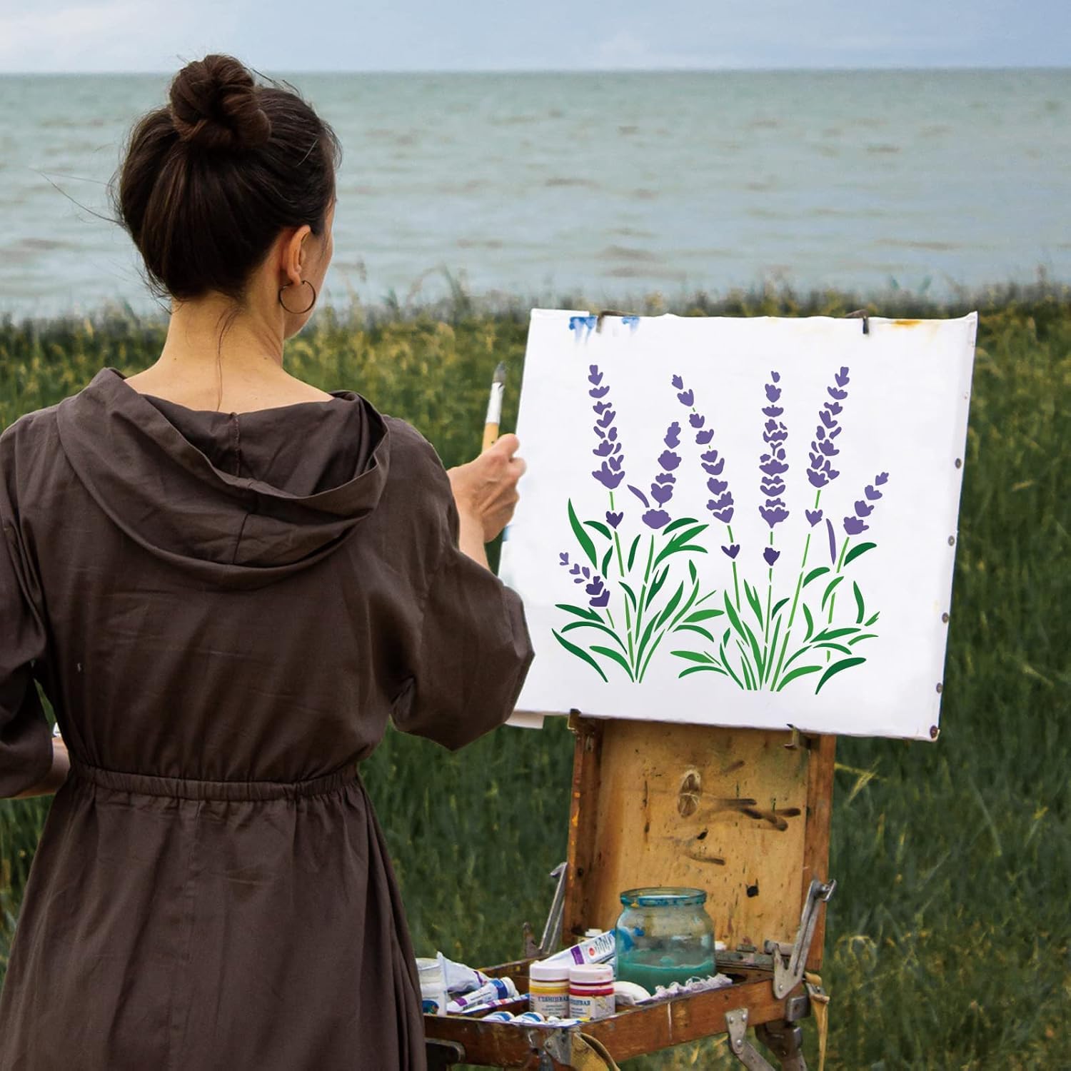 Buy Lavender Wall Stencil Reusable Floral Template On Cliths