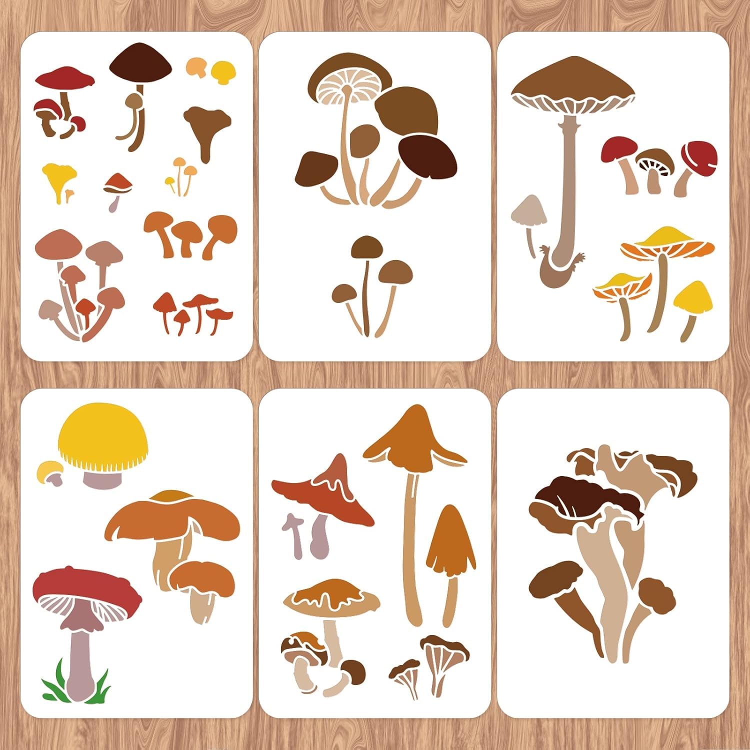 Buy 6 Pcs Mushroom Wall Stencils Painting Templates On Cliths