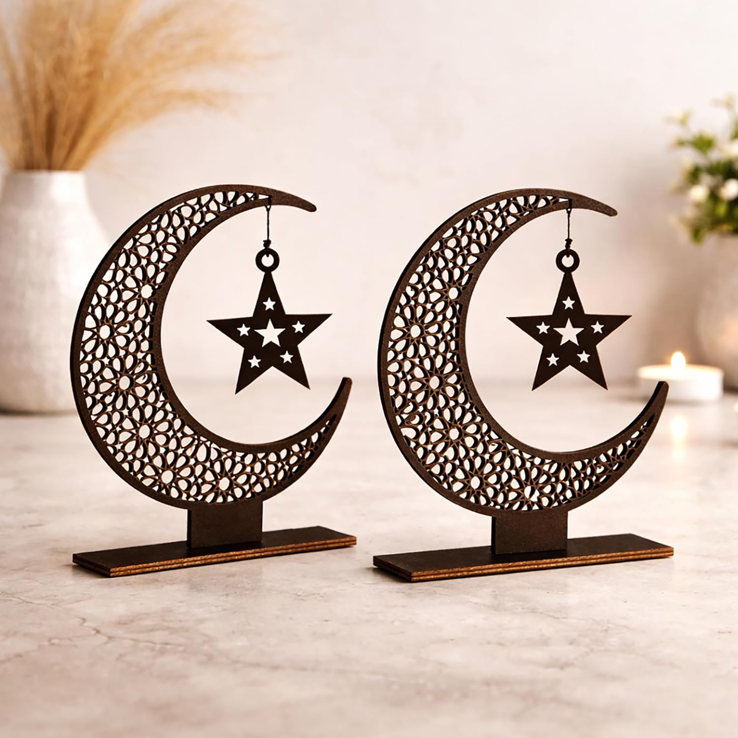 Buy Moon Shape MDF Wooden DIY Art & Craft Base for Painting Resin Work ...