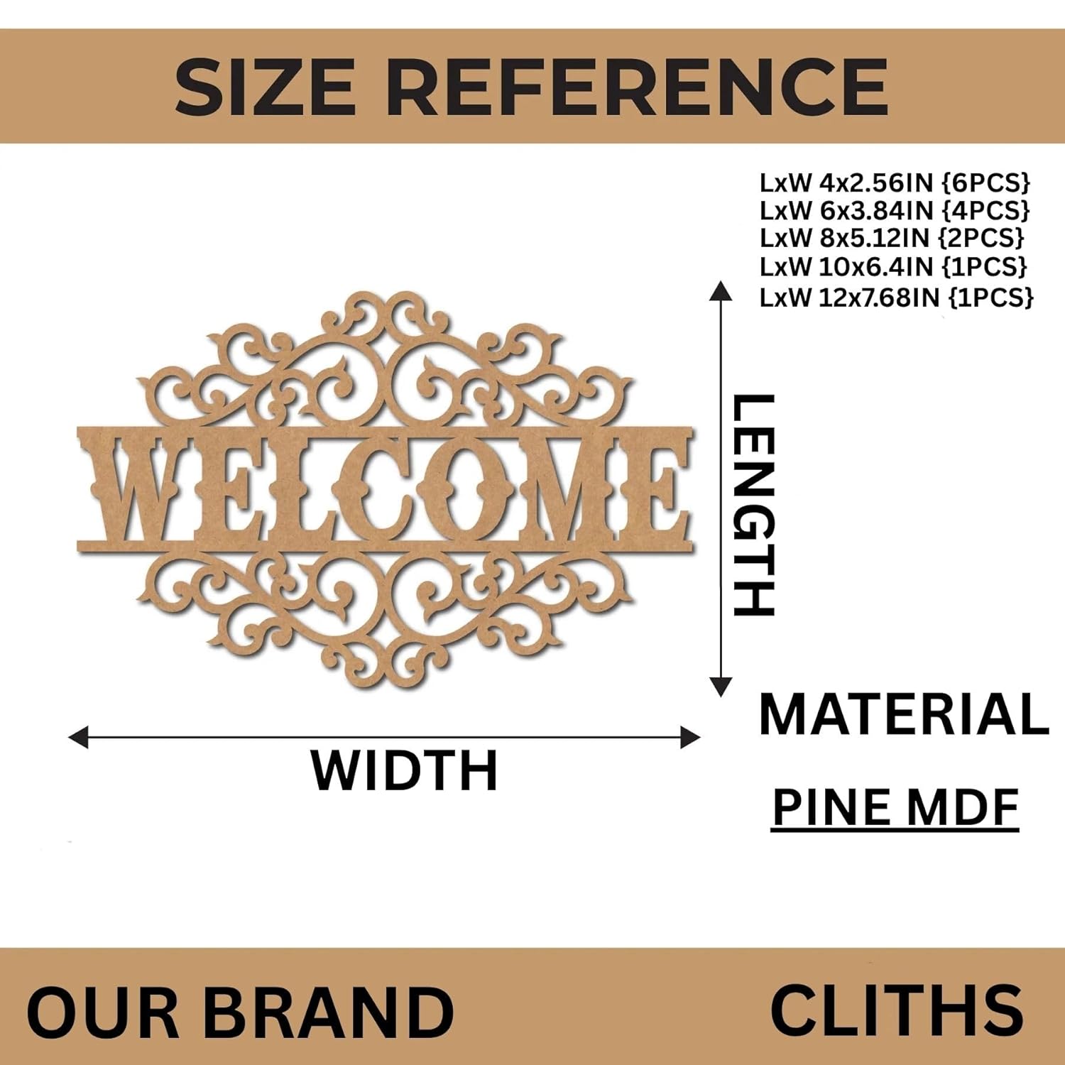 Buy Welcome Word Shape MDF Cutouts for DIY Art & Craft, Cliths