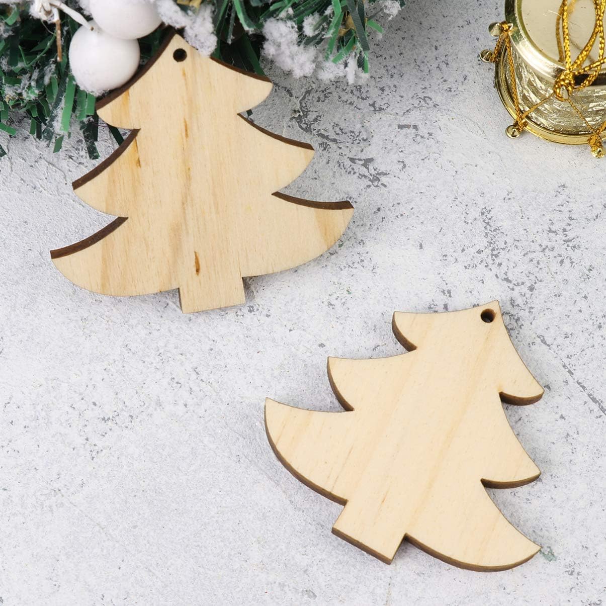 Buy10 Pcs Wooden Christmas Tree Ornaments Pine MDF On Cliths