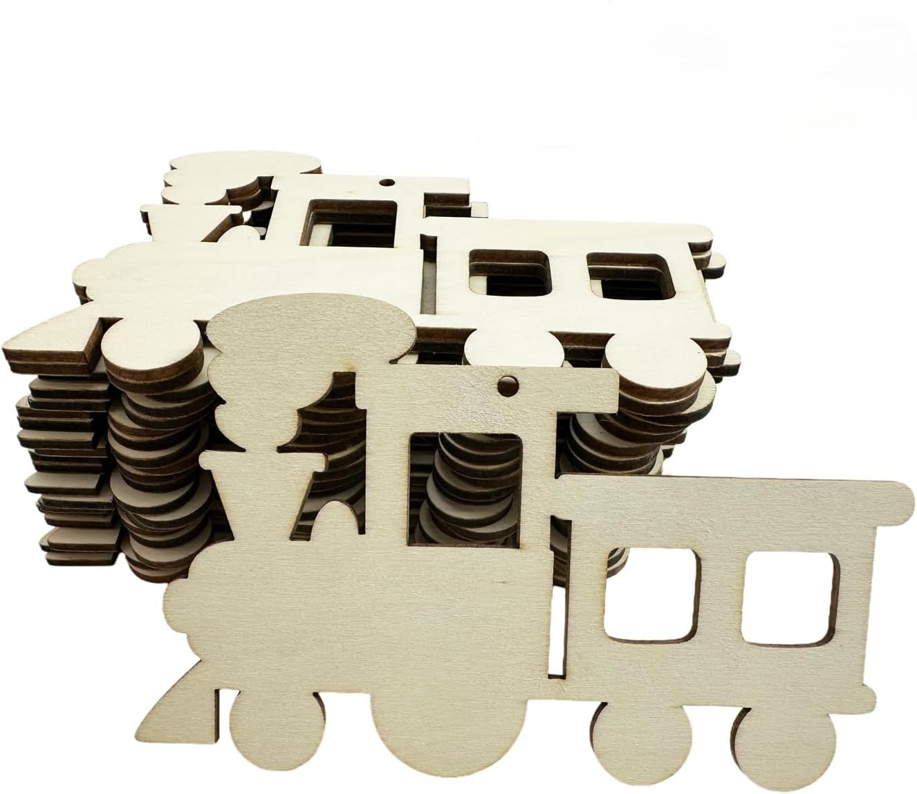 Buy 10 Pcs Wooden Train cutout Shape Craft Pieces on Cliths