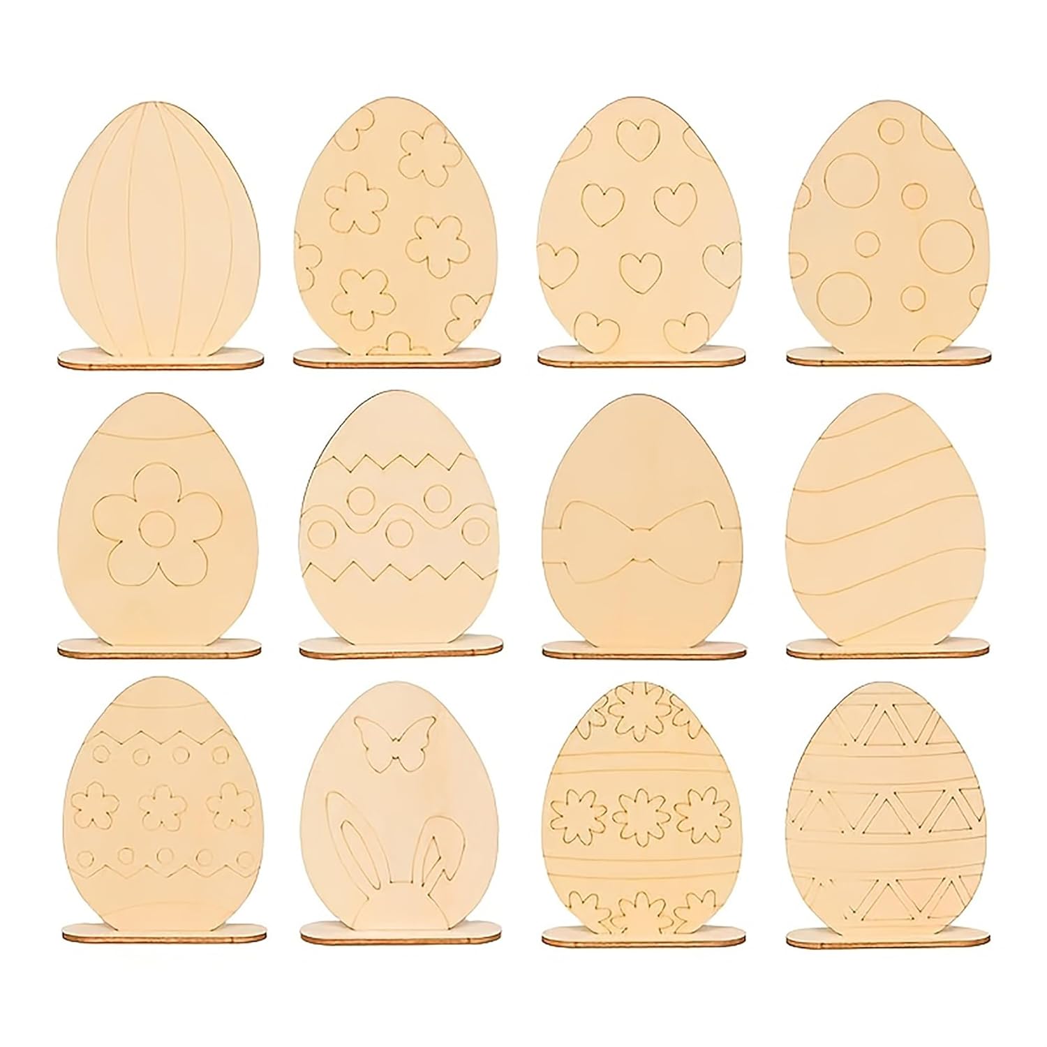 Buy 12 Piece Easter Wood Craft Kit MDF Cutouts DIY Painting on cliths ...