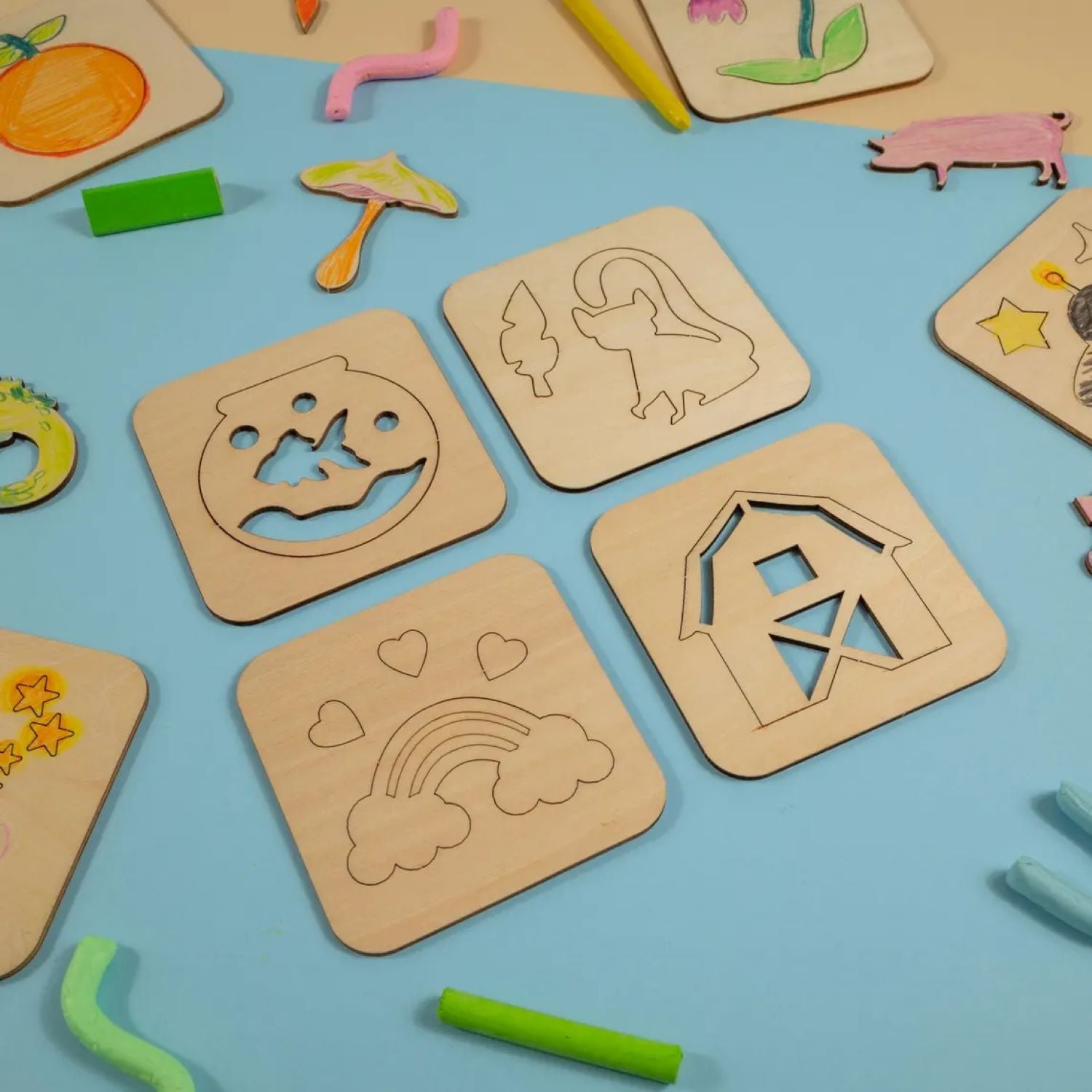 Fairy Tales Wooden Stencil Set for Kids Art & Craft Learning On Cliths