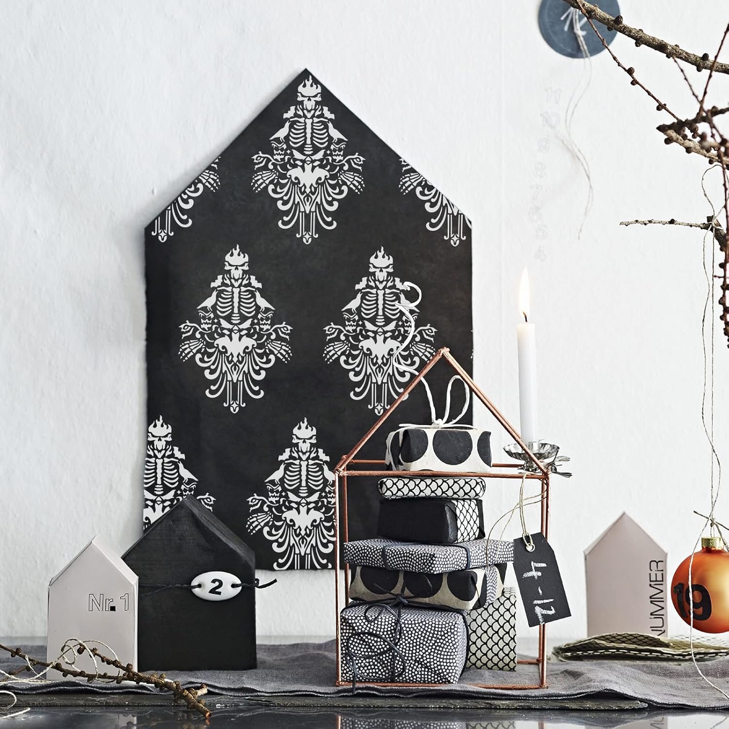 Buy 1Pcs Skeleton Stencil Haunted Mansion Crow Bat Pattern Cliths