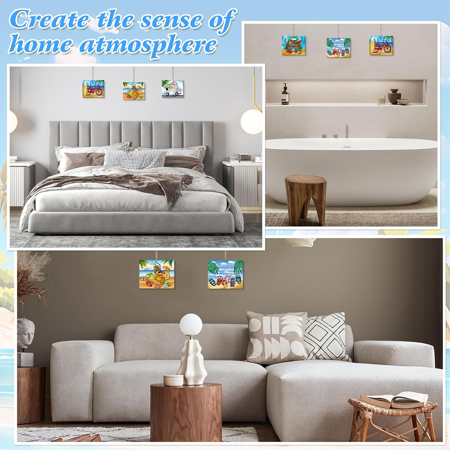 Buy Beach Theme Shape Wood DIY Art & Craft Base Pack of 9 Cliths