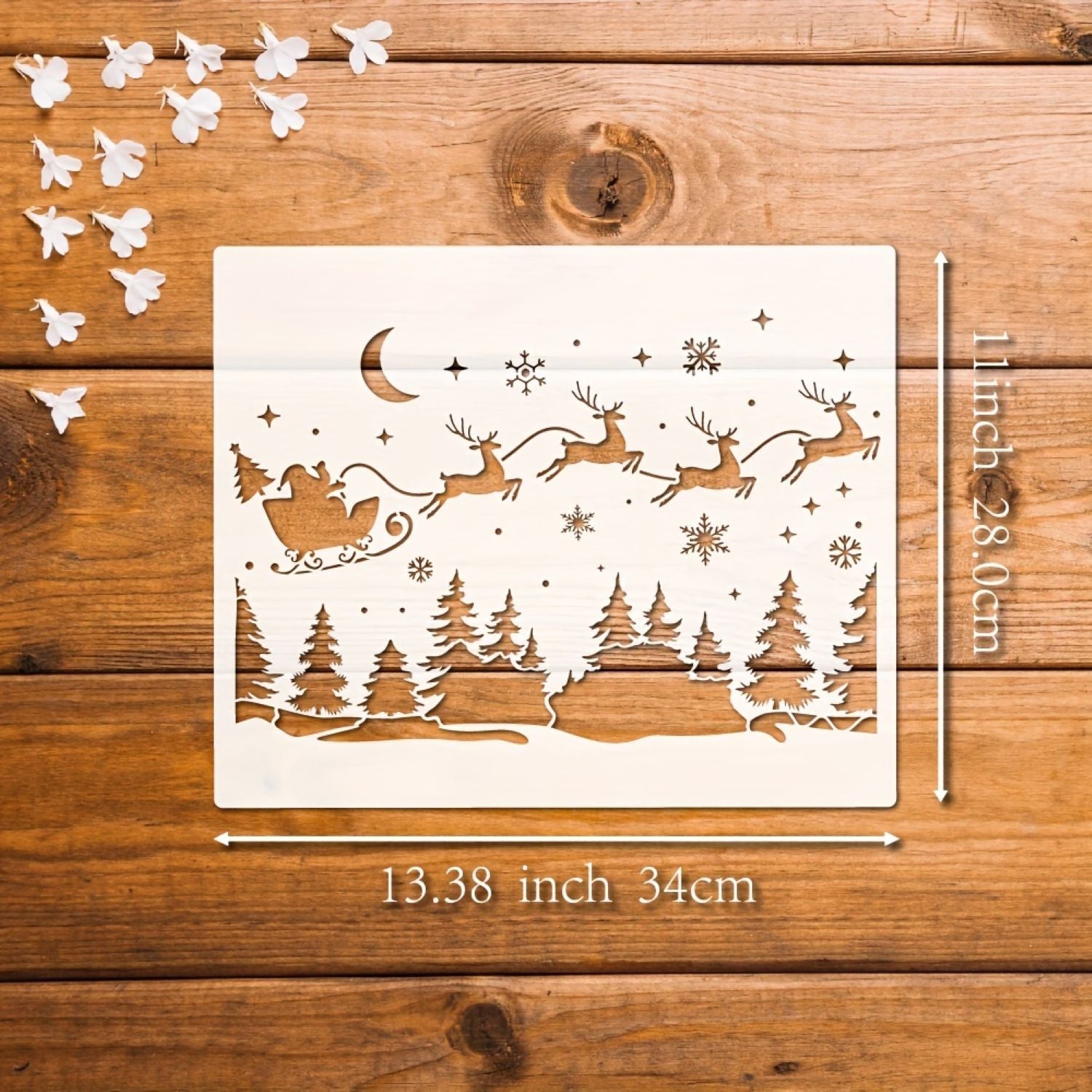 Buy 3 Pcs Christmas Village Stencil Santa Reindeer Snowflake on Cliths