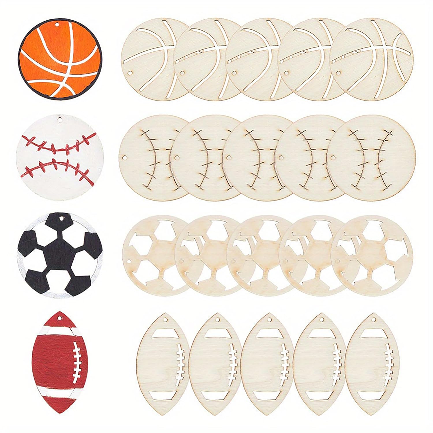 Buy 40 Pcs Sports Ball Wooden Cutouts for Crafts 4 Styles on cliths ...