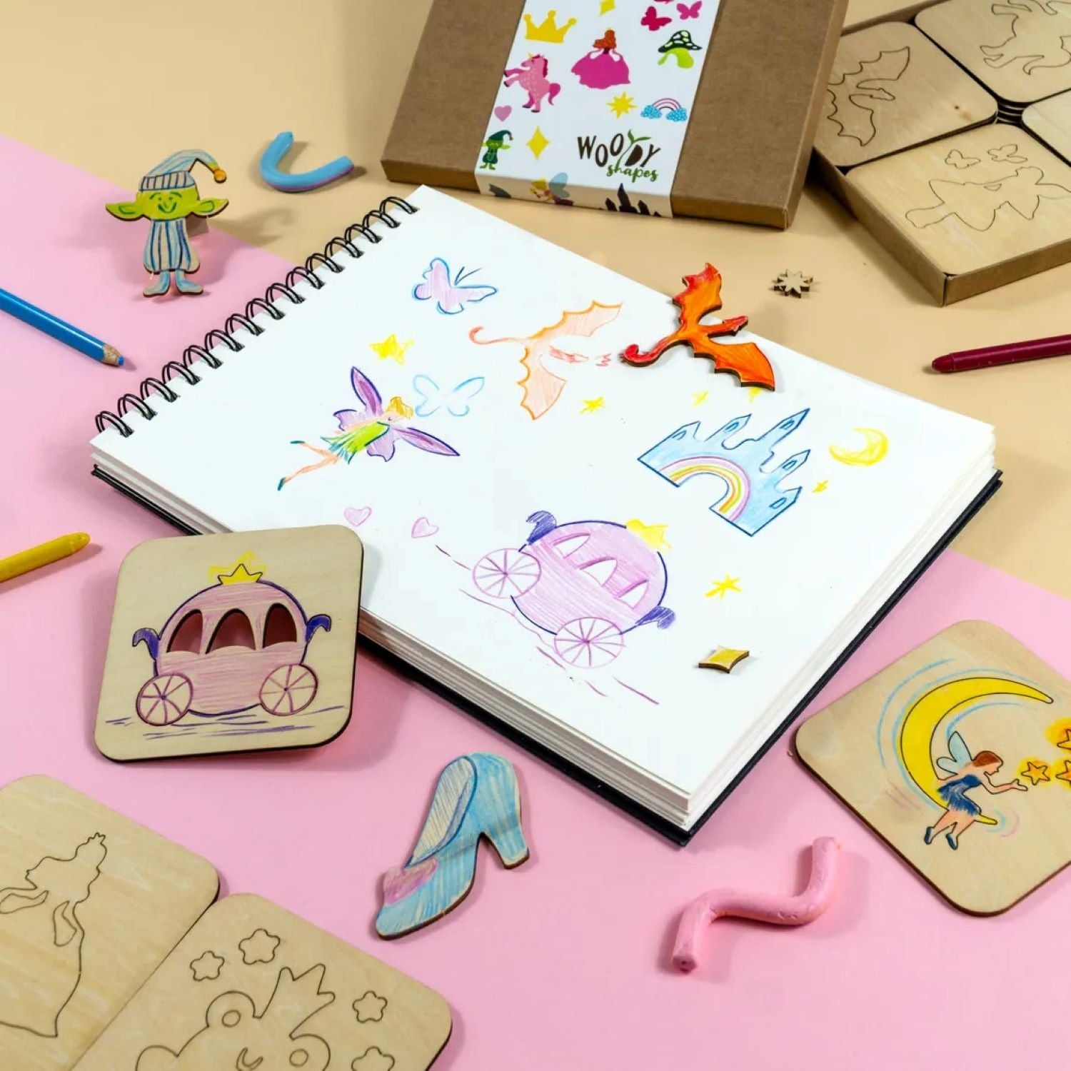 Fairy Tales Wooden Stencil Set for Kids Art & Craft Learning On Cliths