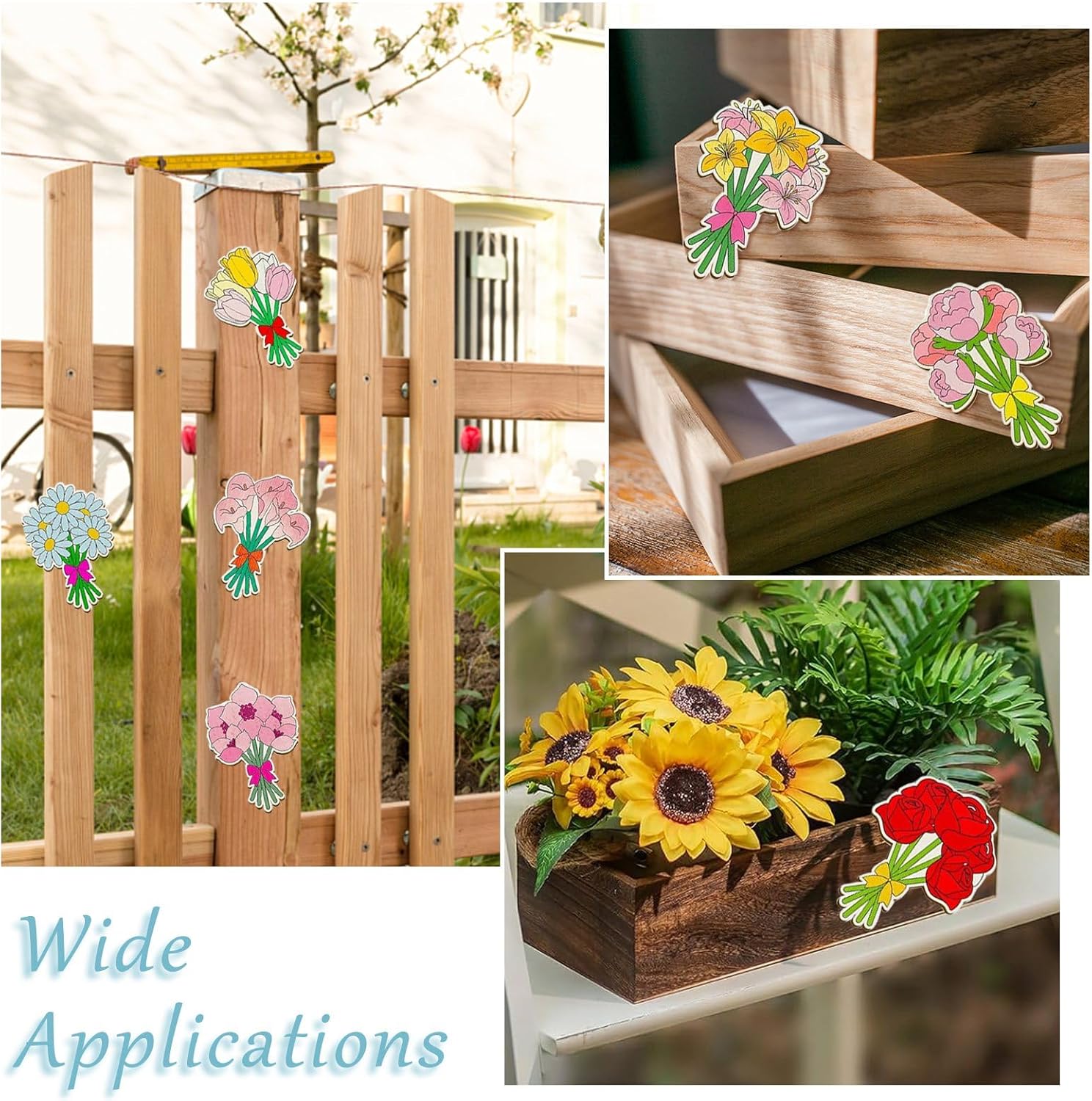 Buy Bouquet Flower Shape Wood DIY Art & Craft Base Pack of 24 Cliths