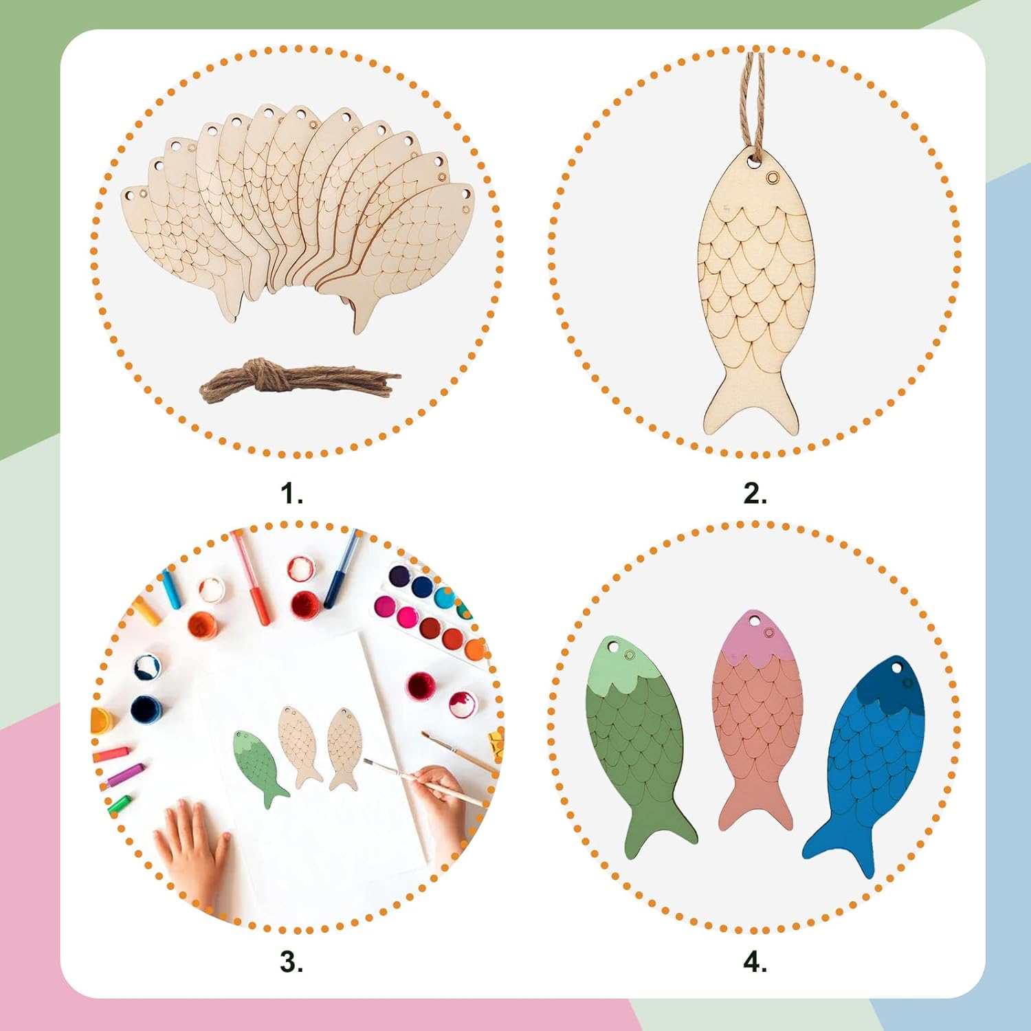 Buy Fish Shape Wood Cutouts for DIY Art & Craft Pack of 15 Cliths