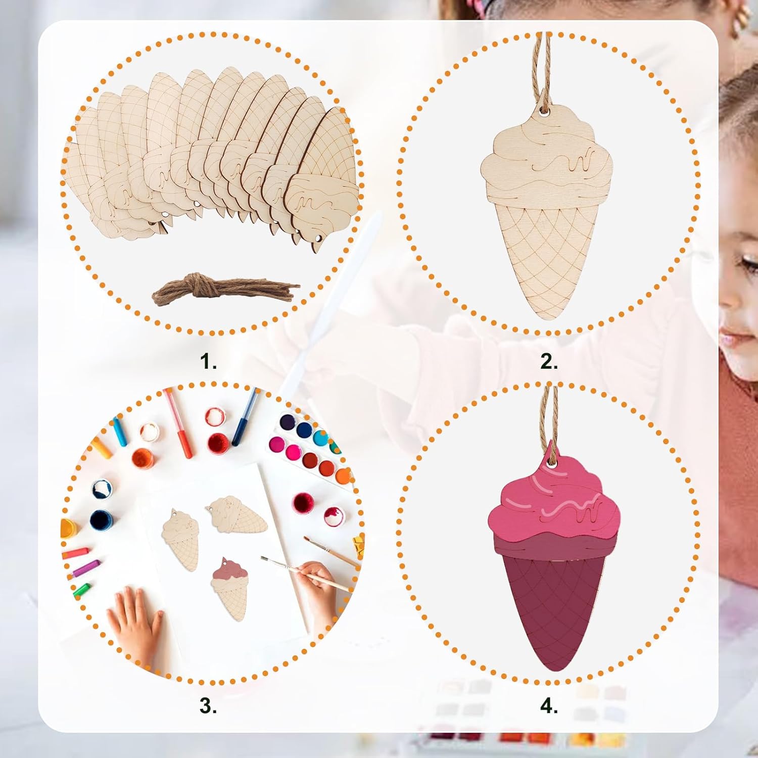 Buy Ice Cream Shape Wood Cutouts for DIY Art & Craf Pack of 15 Cliths