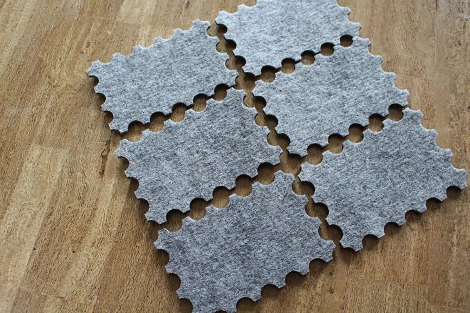 Buy Set of 6 Felt Coaster Grey Stamp Shape Drink Coasters for Table ...