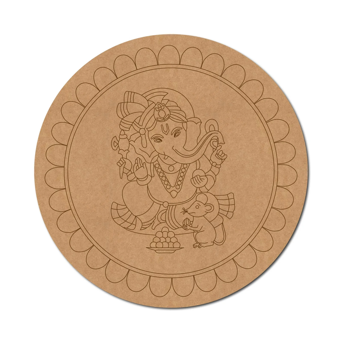 Buy Round MDF Pre-Marked Ganesha Base for DIY Art & Craft, On Cliths