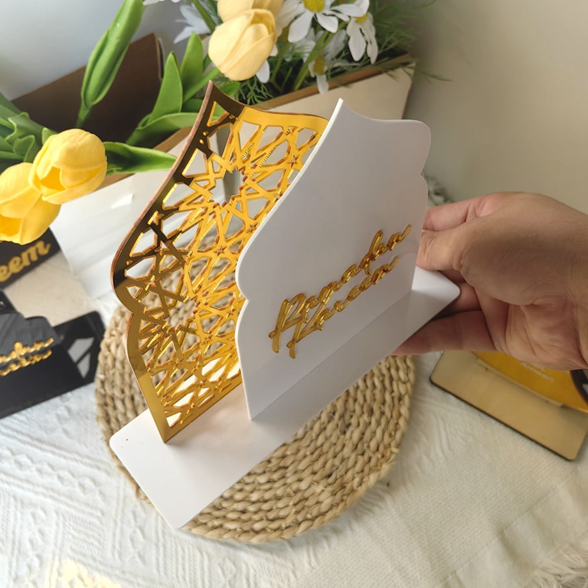 Buy Ramadan Islamic Arch White & Gold Ramadan Kareem On Cliths