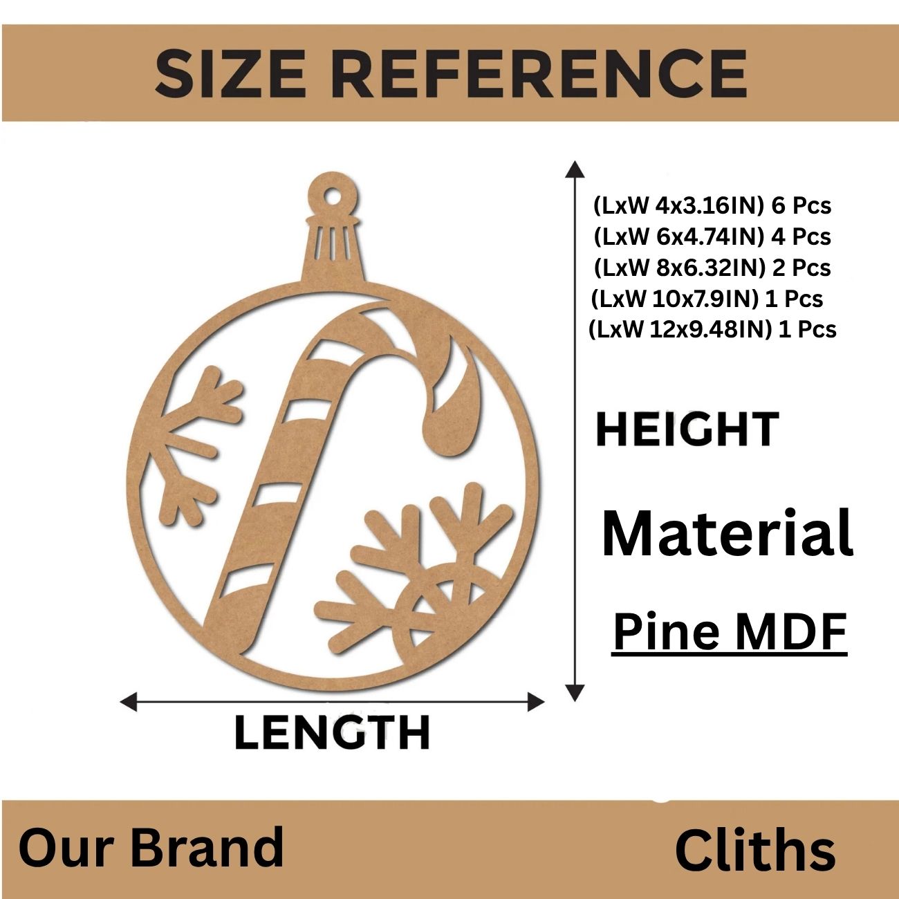 Buy Christmas Ornament Shape MDF DIY Craft Bases for Cliths