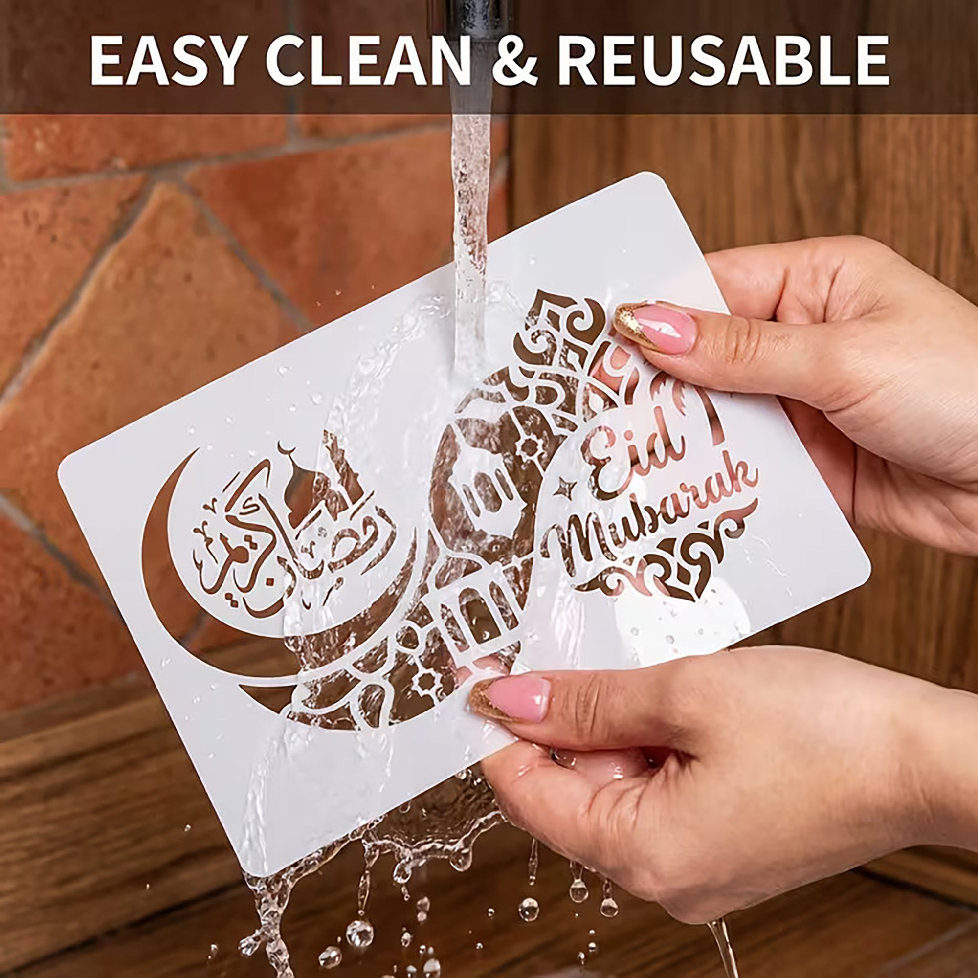 Buy Rectangle Plastic DIY Art & Craft Reusable Stencil for Ramadan ...