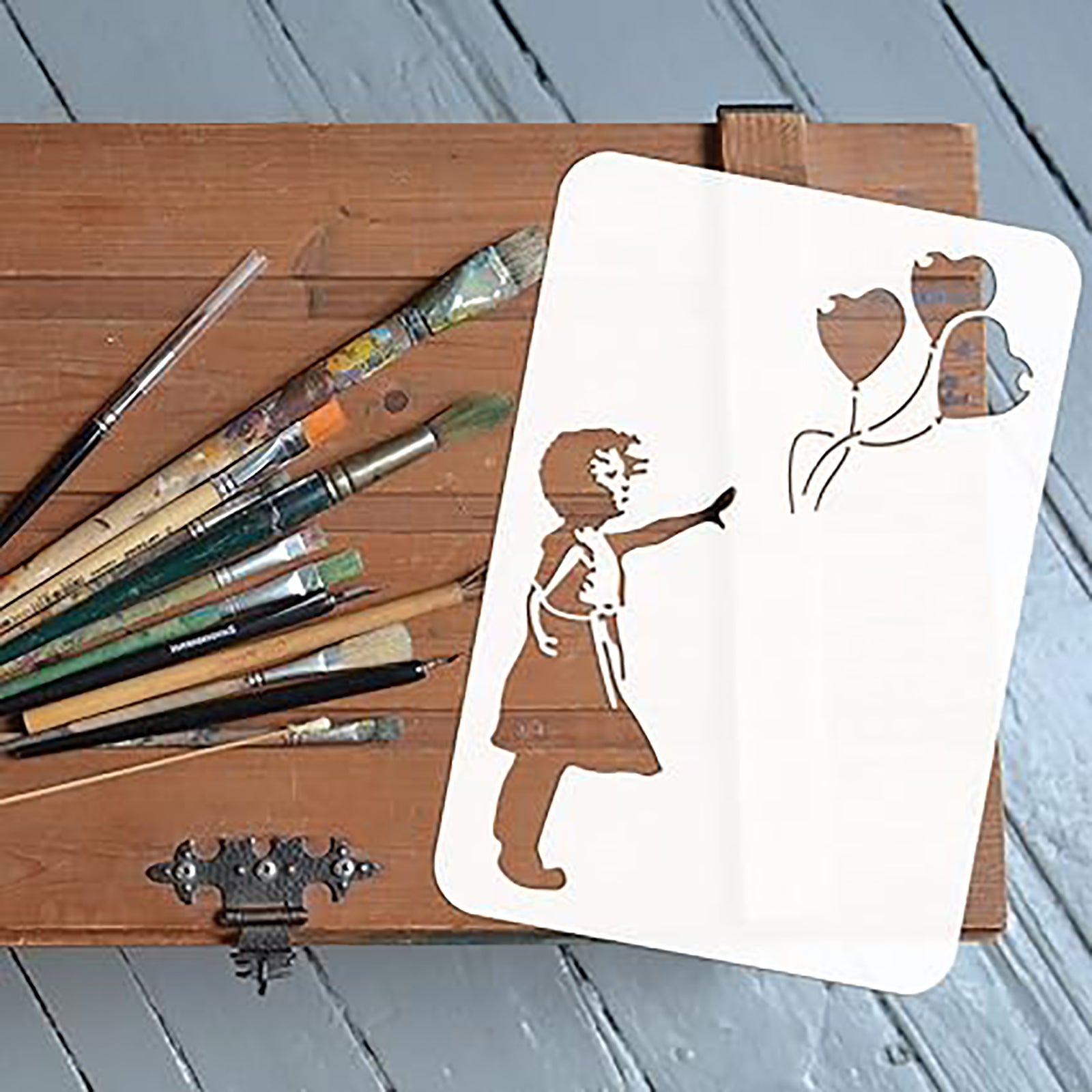 Buy Balloon Stencil Human with Balloon Banksy Painting Stencil On Cliths